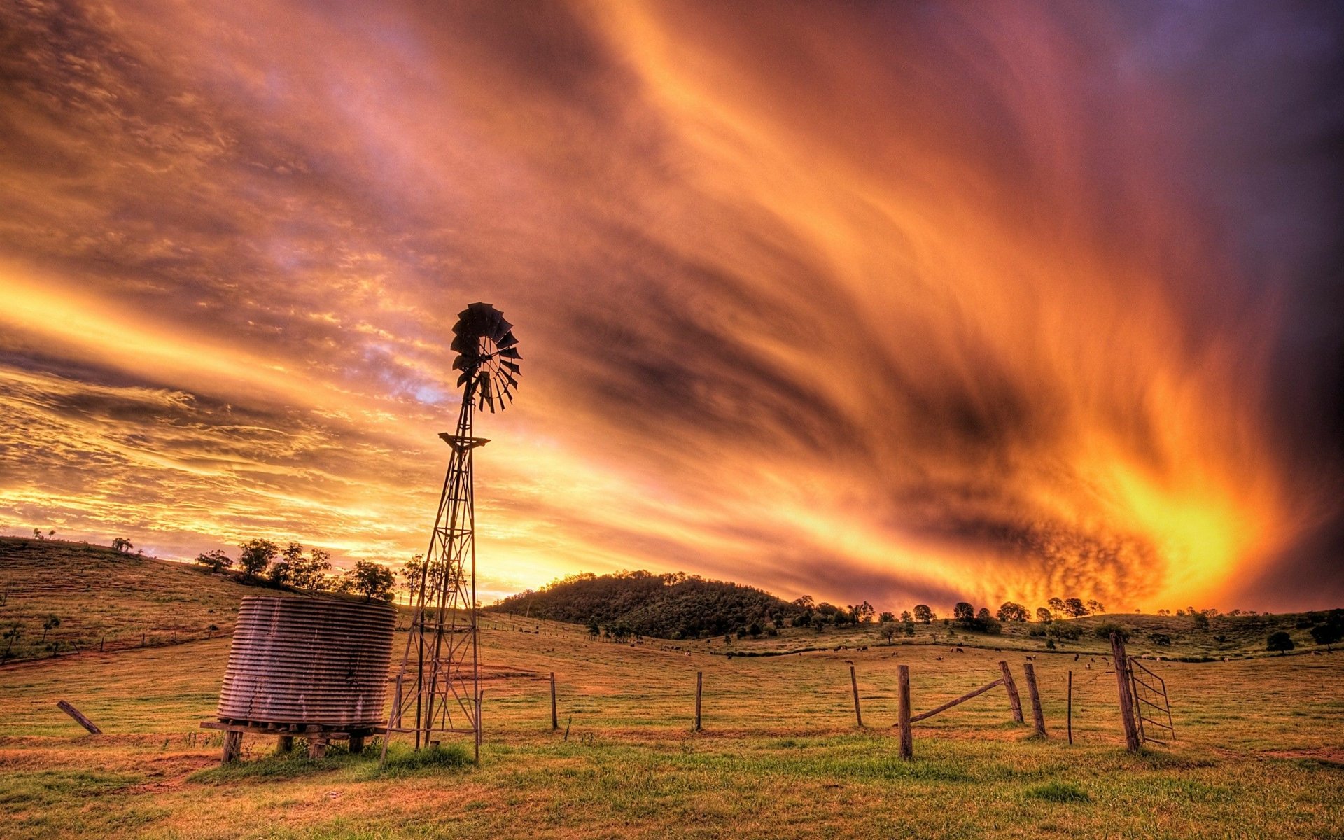 Sunset over rural Australia