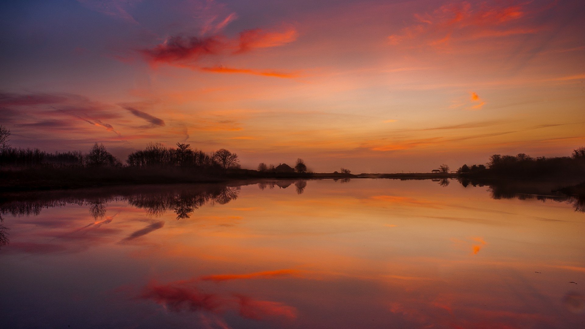 Download Horizon Orange (Color) Sky Sunrise Lake Photography Reflection ...