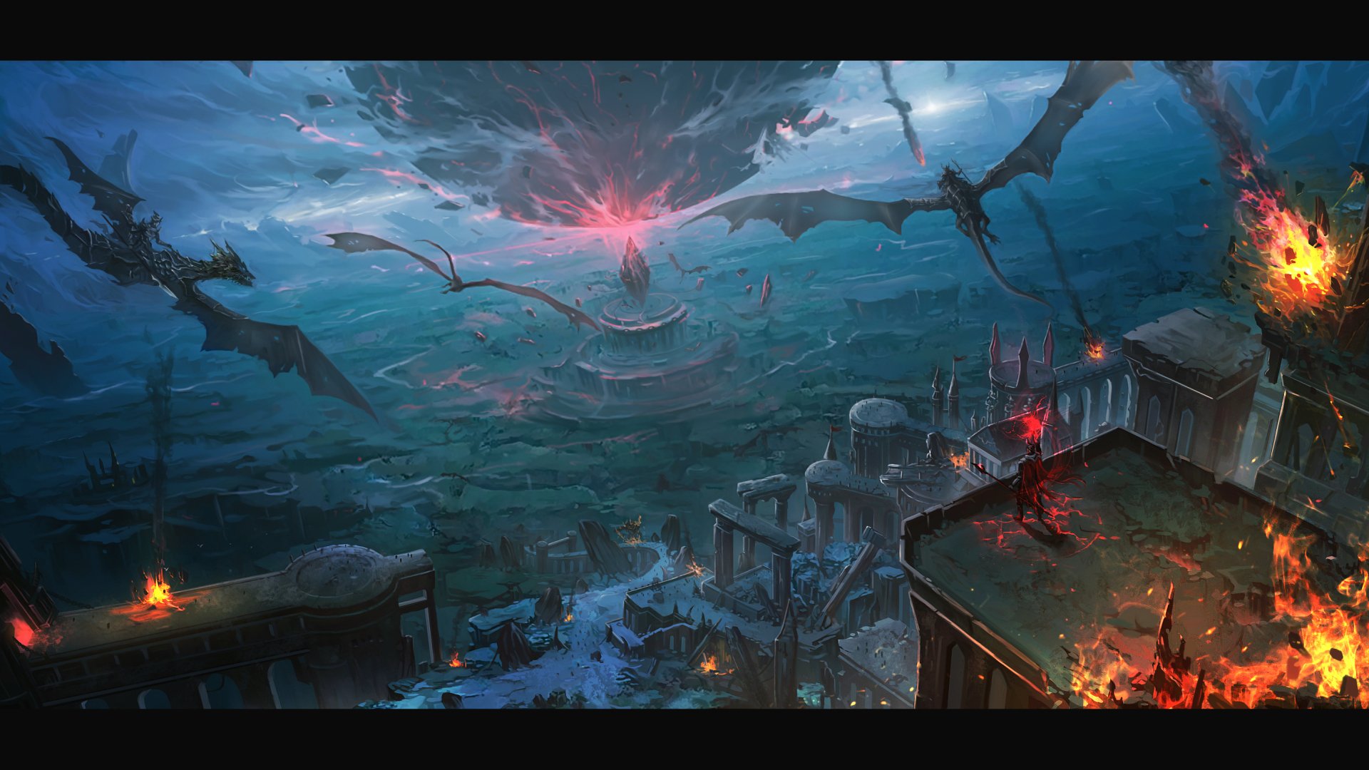 Epic Dragon Battle: HD Fantasy Warfare Unleashed by 中箭负犬 | 2868x1613 ...