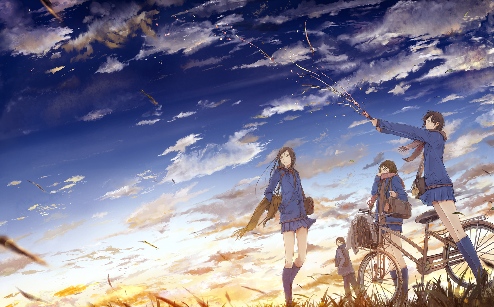 Original Anime HD Wallpaper: Adventures Under a Vibrant Sky by Iwaki