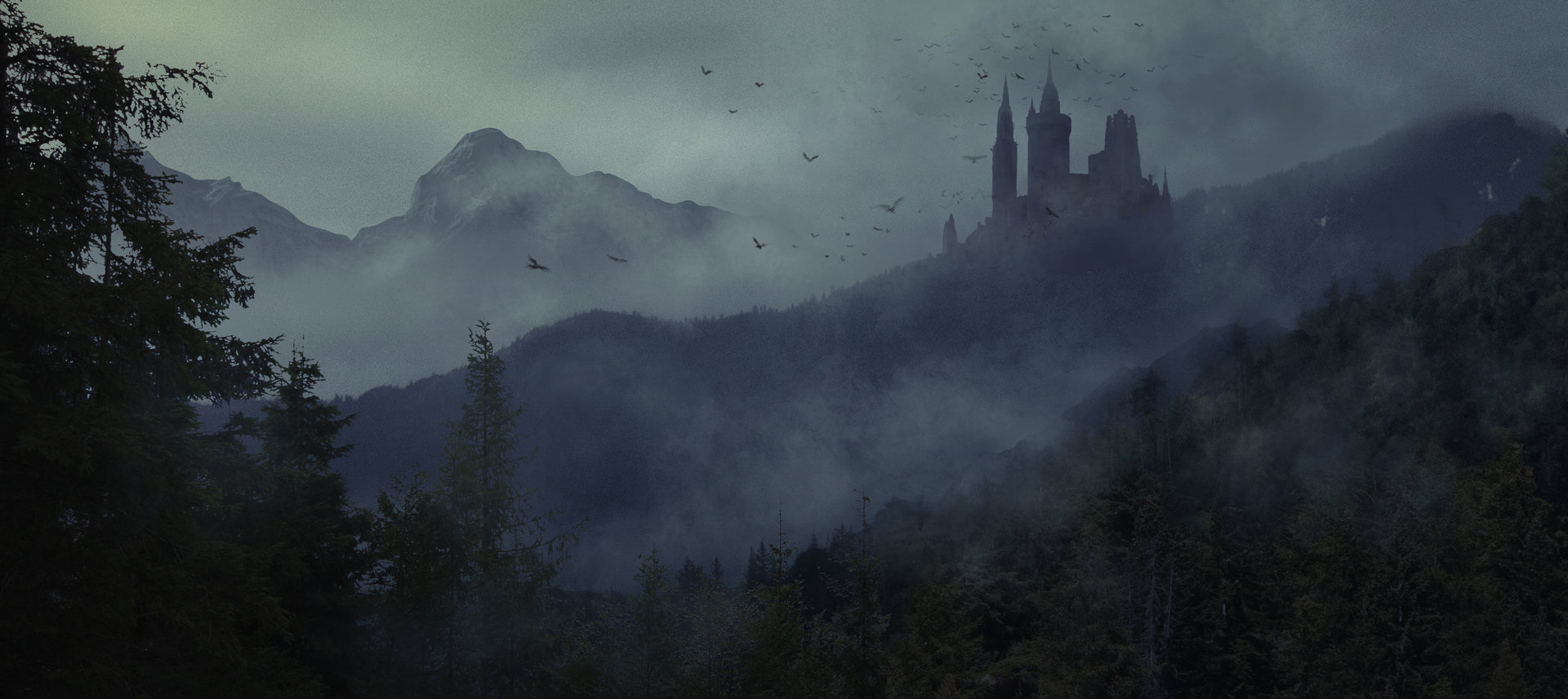 Enchanted Mist: Fantasy Castle HD Wallpaper by Edouard Noisette