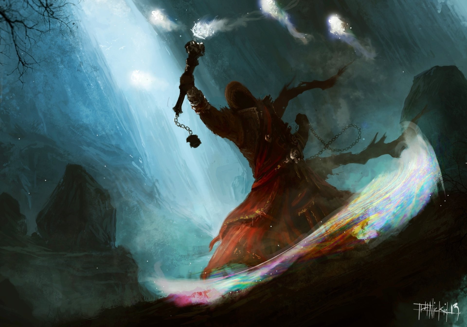 Dark Fantasy Warrior: Mystical Battle in the Shadows | HD Magic ...