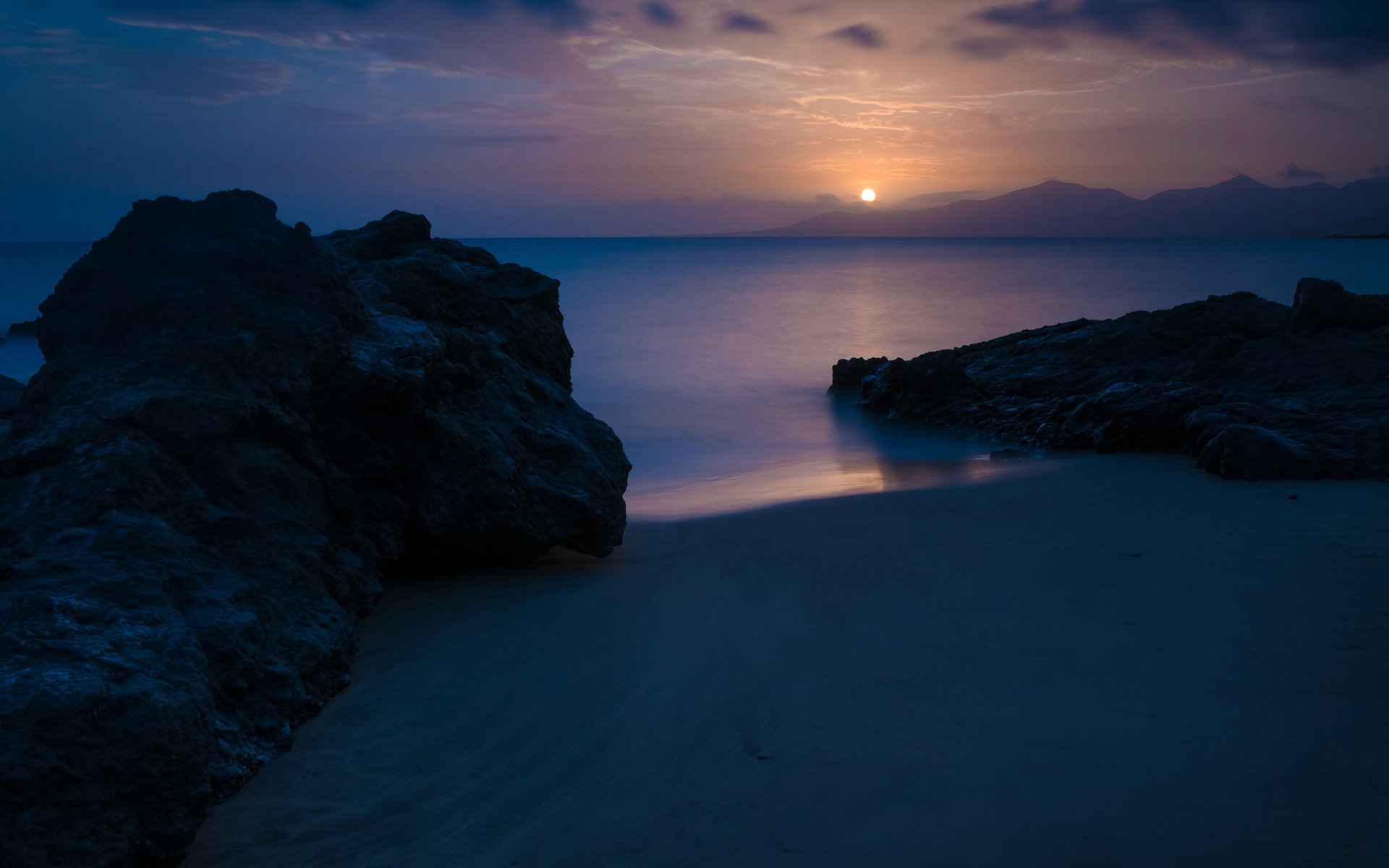 Download Horizon Blue Sun Sunset Beach Nature Ocean HD Wallpaper ...