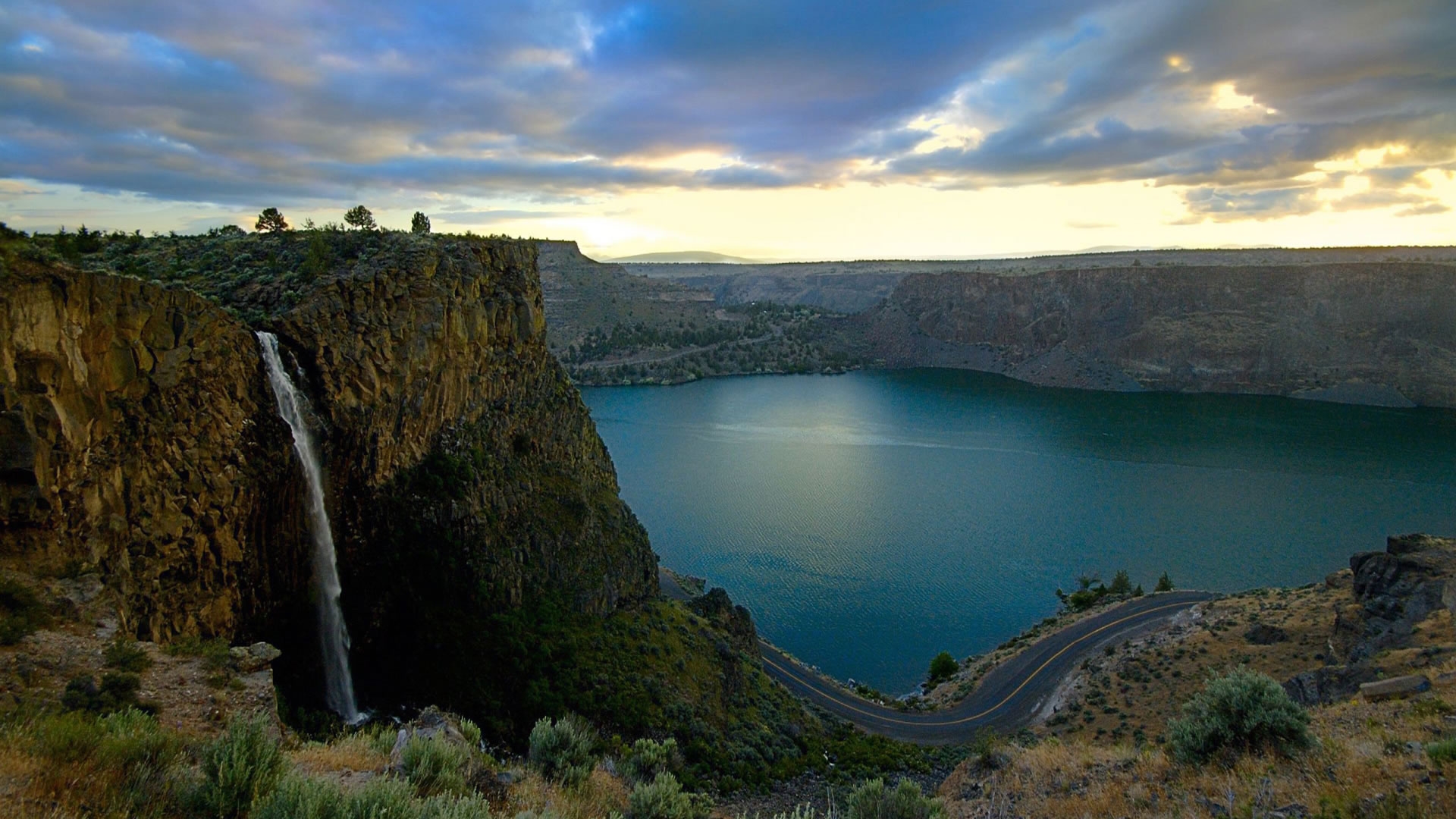 Download Lake Mountain Nature Waterfall HD Wallpaper