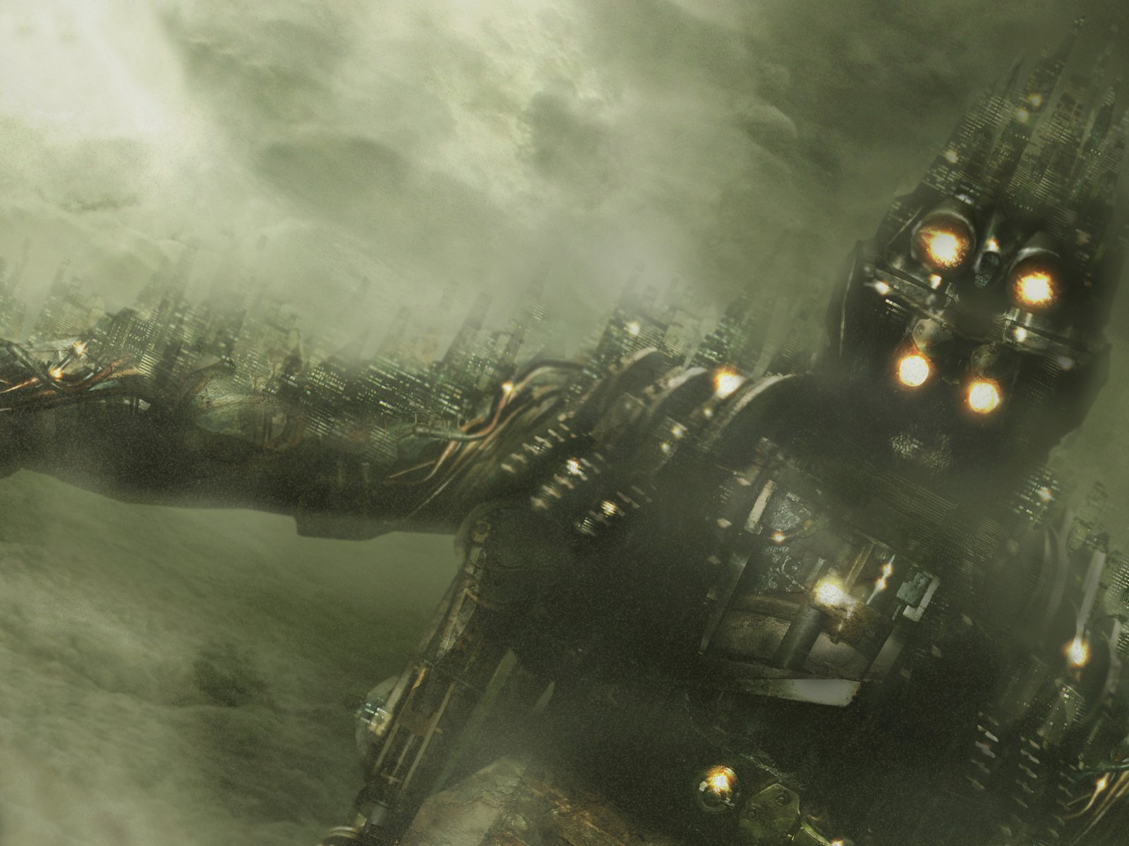 HD Wallpaper of a Futuristic Cyborg in a Sci-Fi City