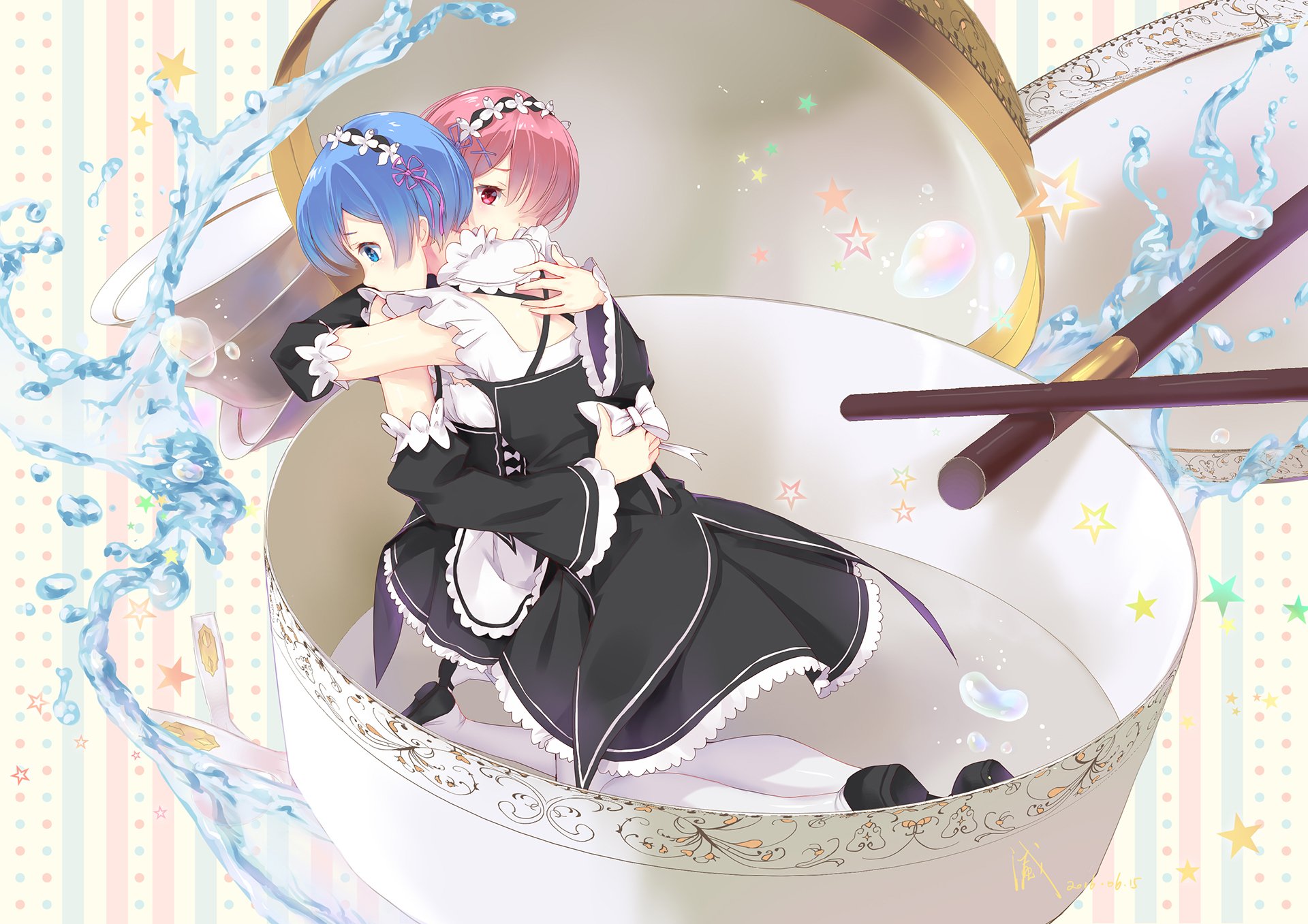 HD Wallpaper: Ram & Rem from Re:ZERO - A Charming Anime Duo by ( ´ ` )滅 ...