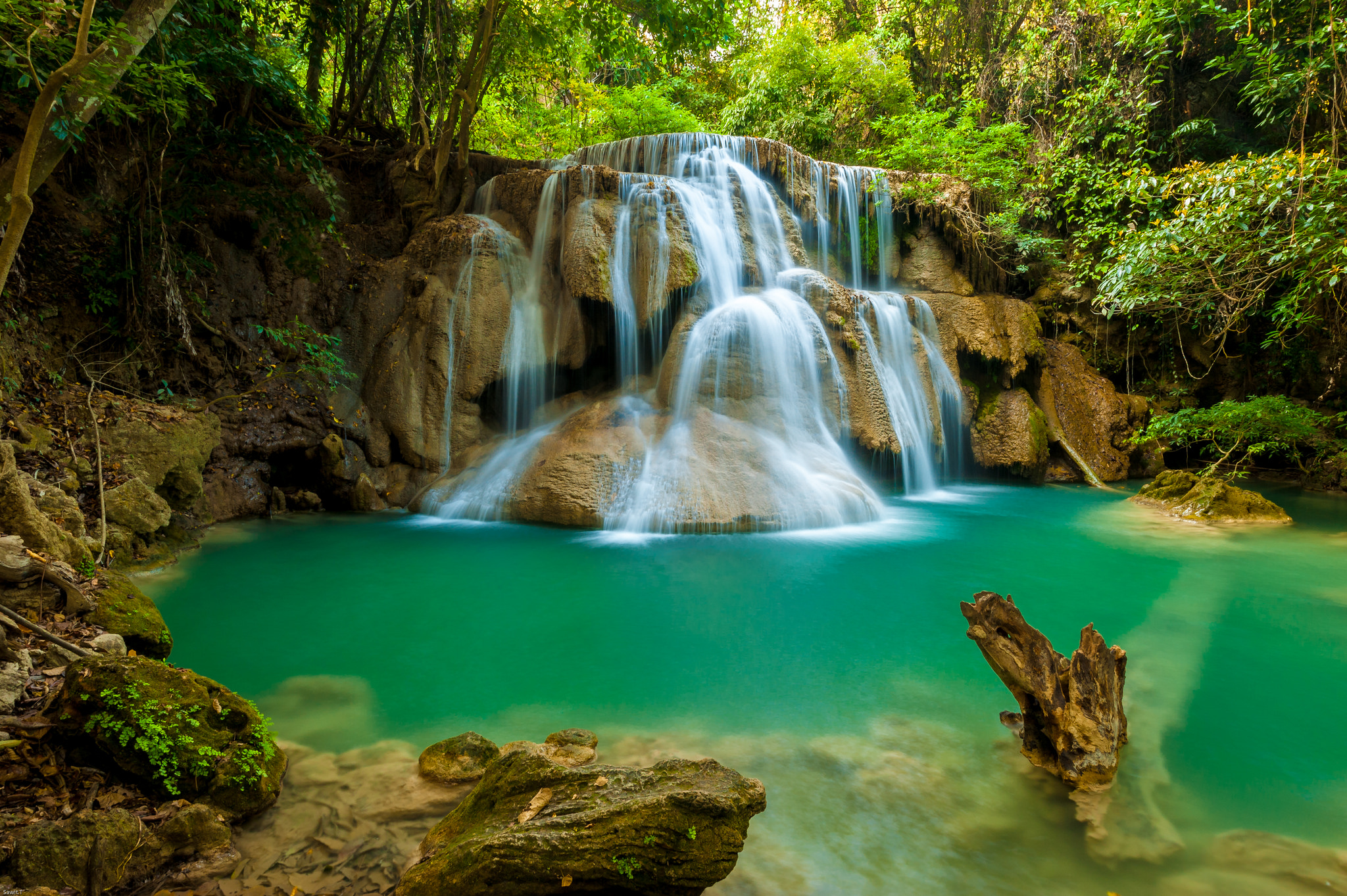 Download Thailand Green Forest Nature Waterfall HD Wallpaper