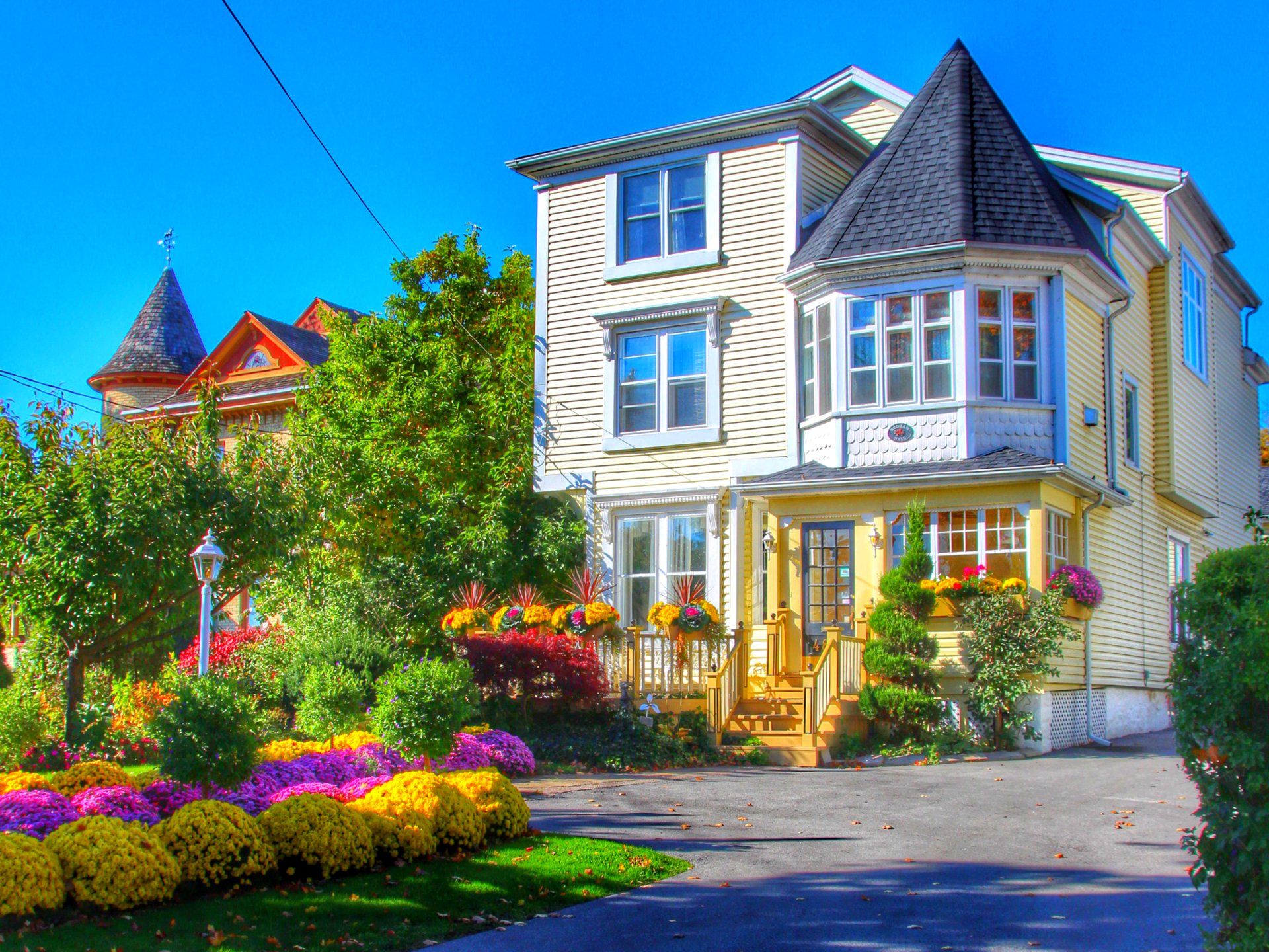 Vibrant Ontario Home Surrounded by Colorful Blooms and Lush Bushes