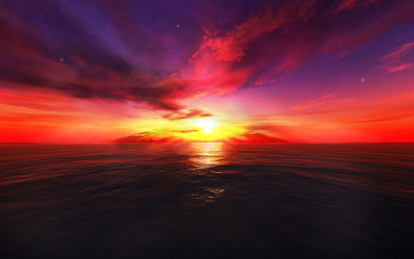 Download Horizon Red Sun Sea Ocean Nature Sunset Wallpaper