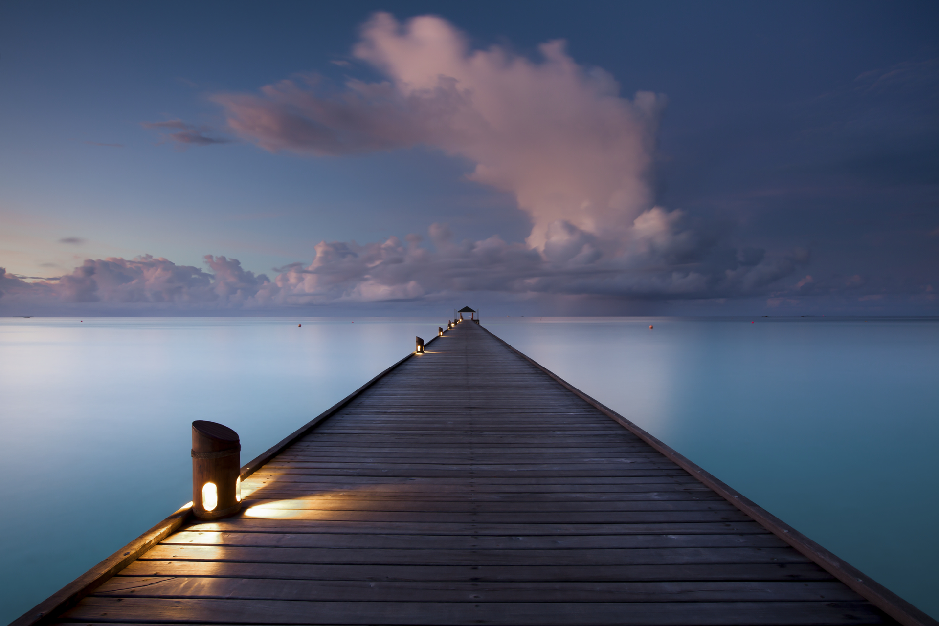 Download Horizon Blue Sea Ocean Man Made Pier HD Wallpaper