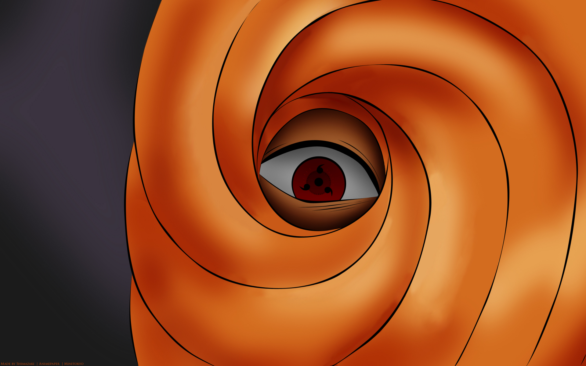 Obito Uchiha's Sharingan Spiral - HD Naruto Anime Wallpaper by Shimazaki