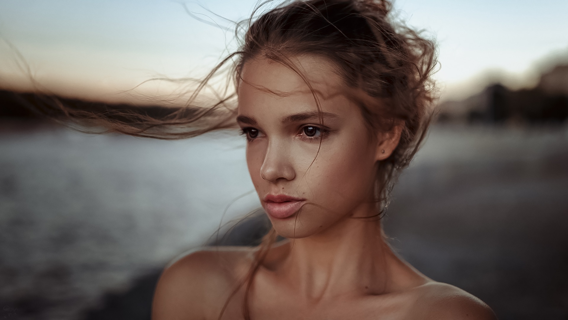 Download Hair Brown Eyes Brunette Model Woman Face HD Wallpaper by ...