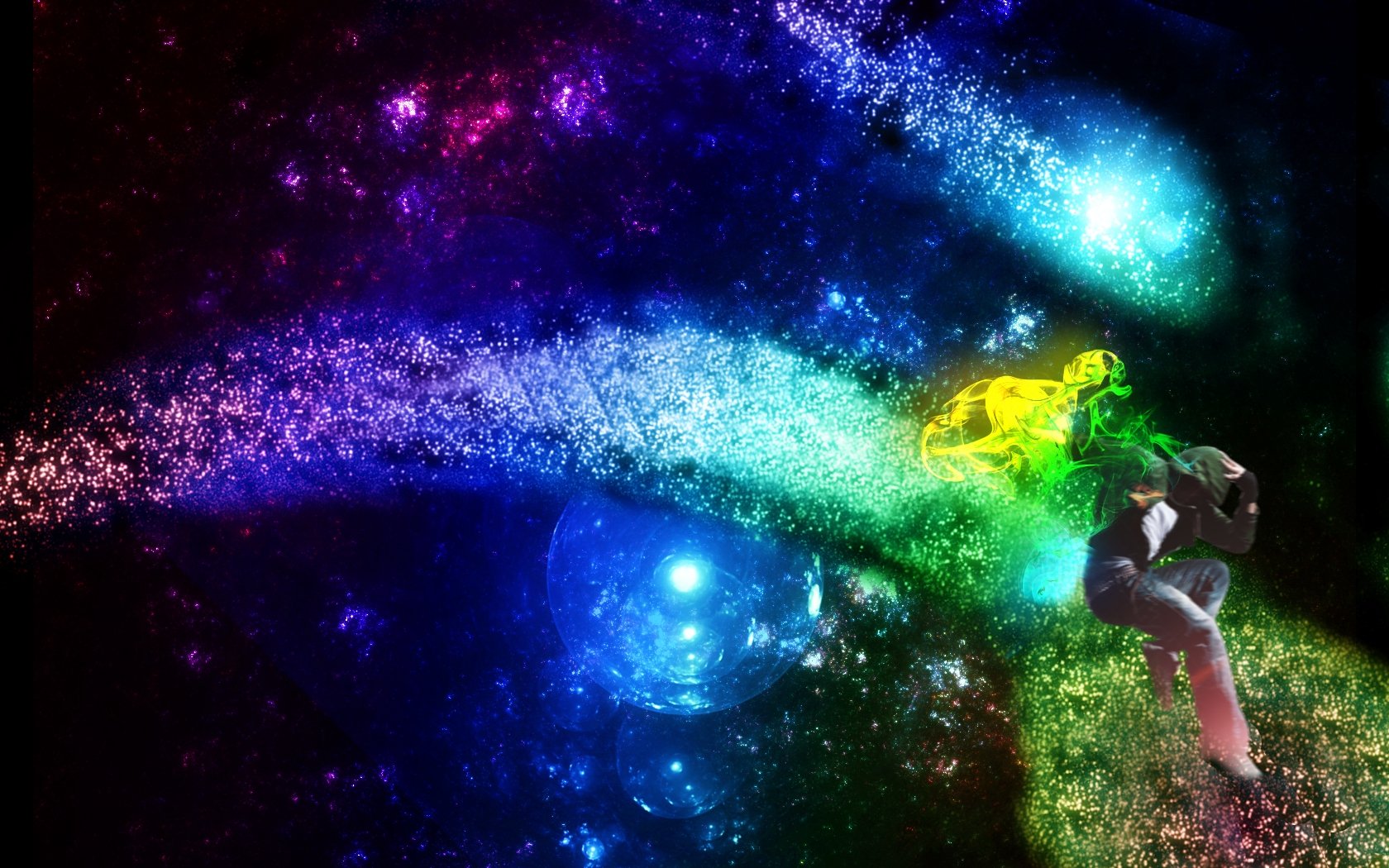 Cosmic Dance: Artistic Human in Stellar HD Splash