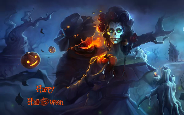 Download Light Forest Jack O Lantern Cottage House Holiday Halloween