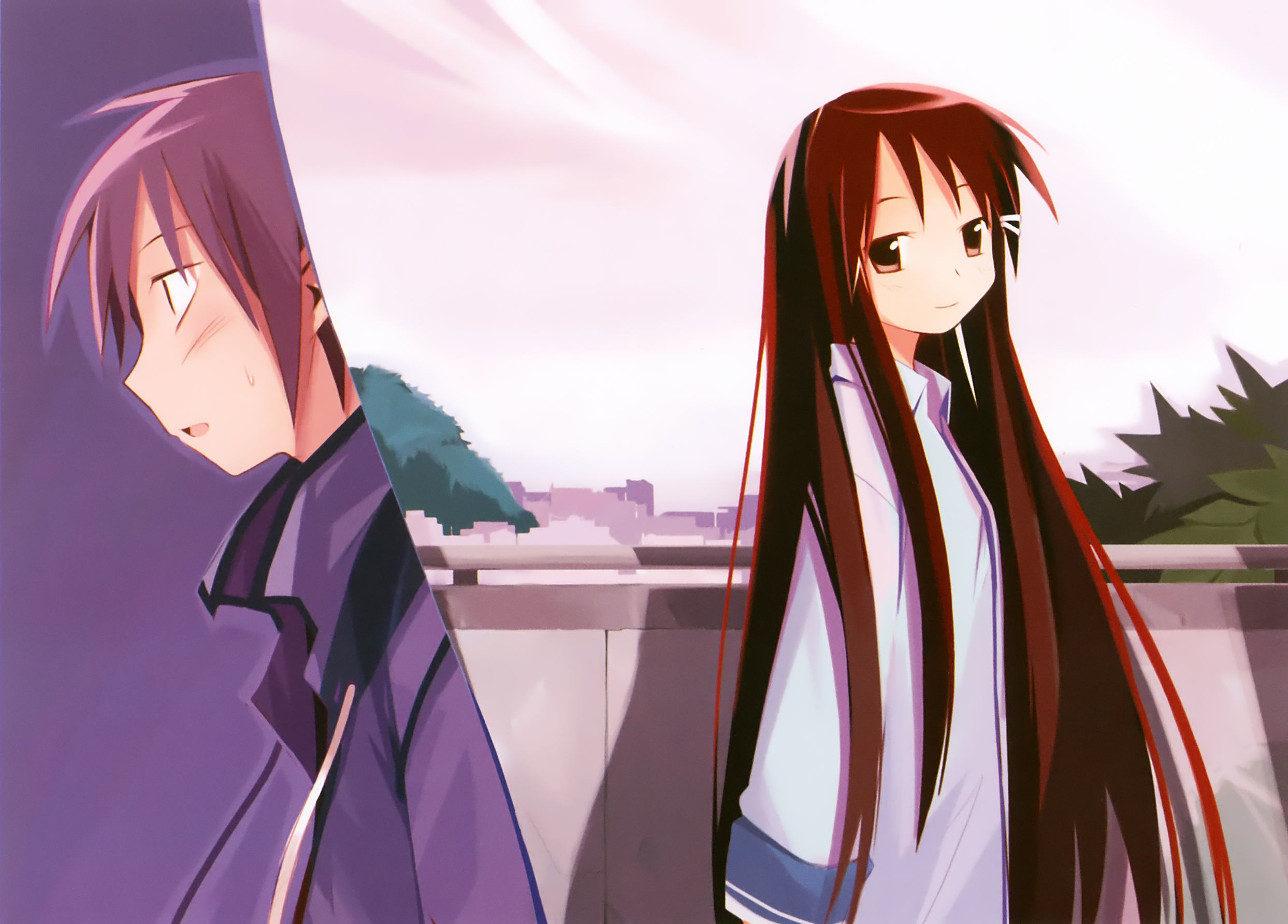 Download Anime Hanbun No Tsuki Ga Noboru Sora HD Wallpaper