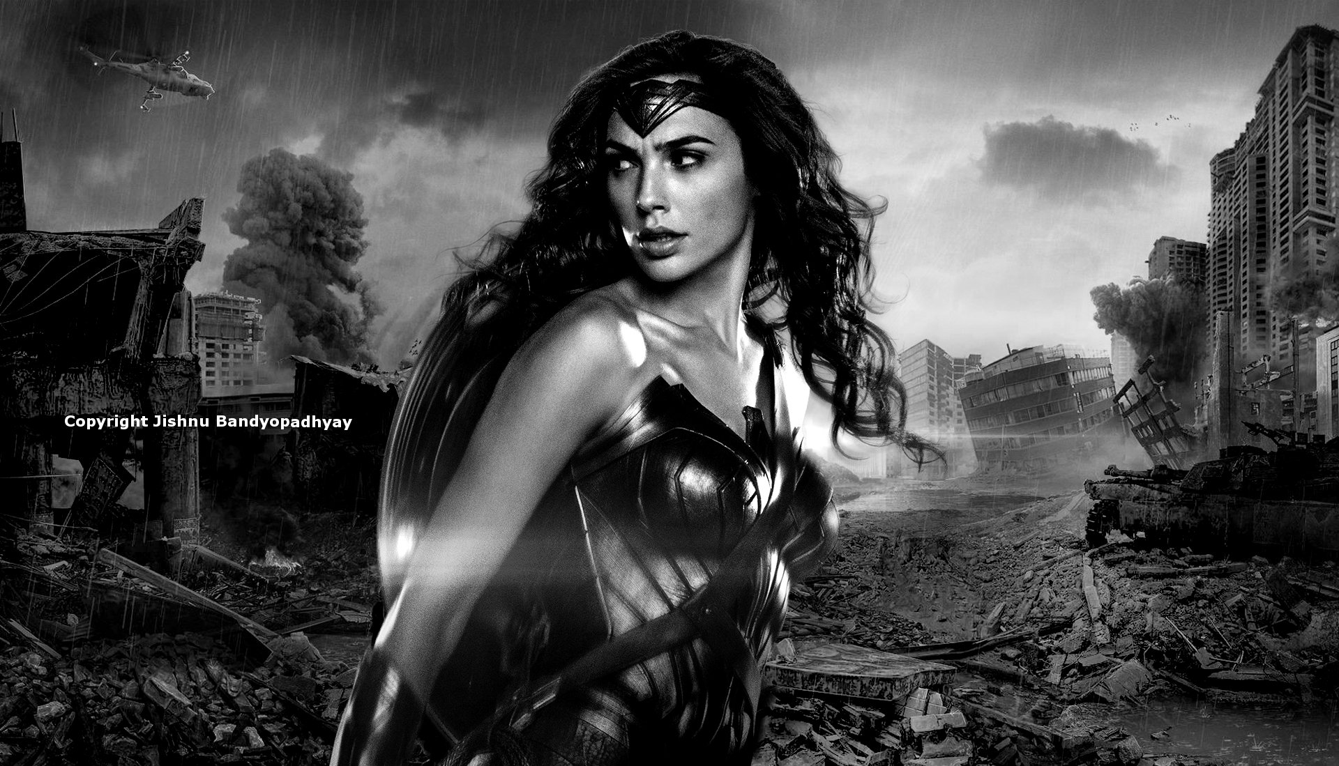 Stunning HD Wallpaper of Gal Gadot as Wonder Woman in Black & White by ...