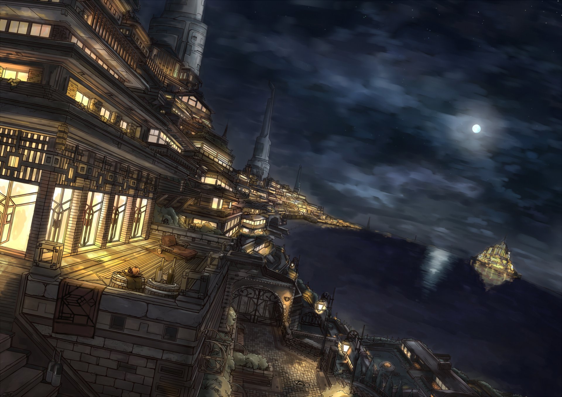 Download Anime Building HD Wallpaper