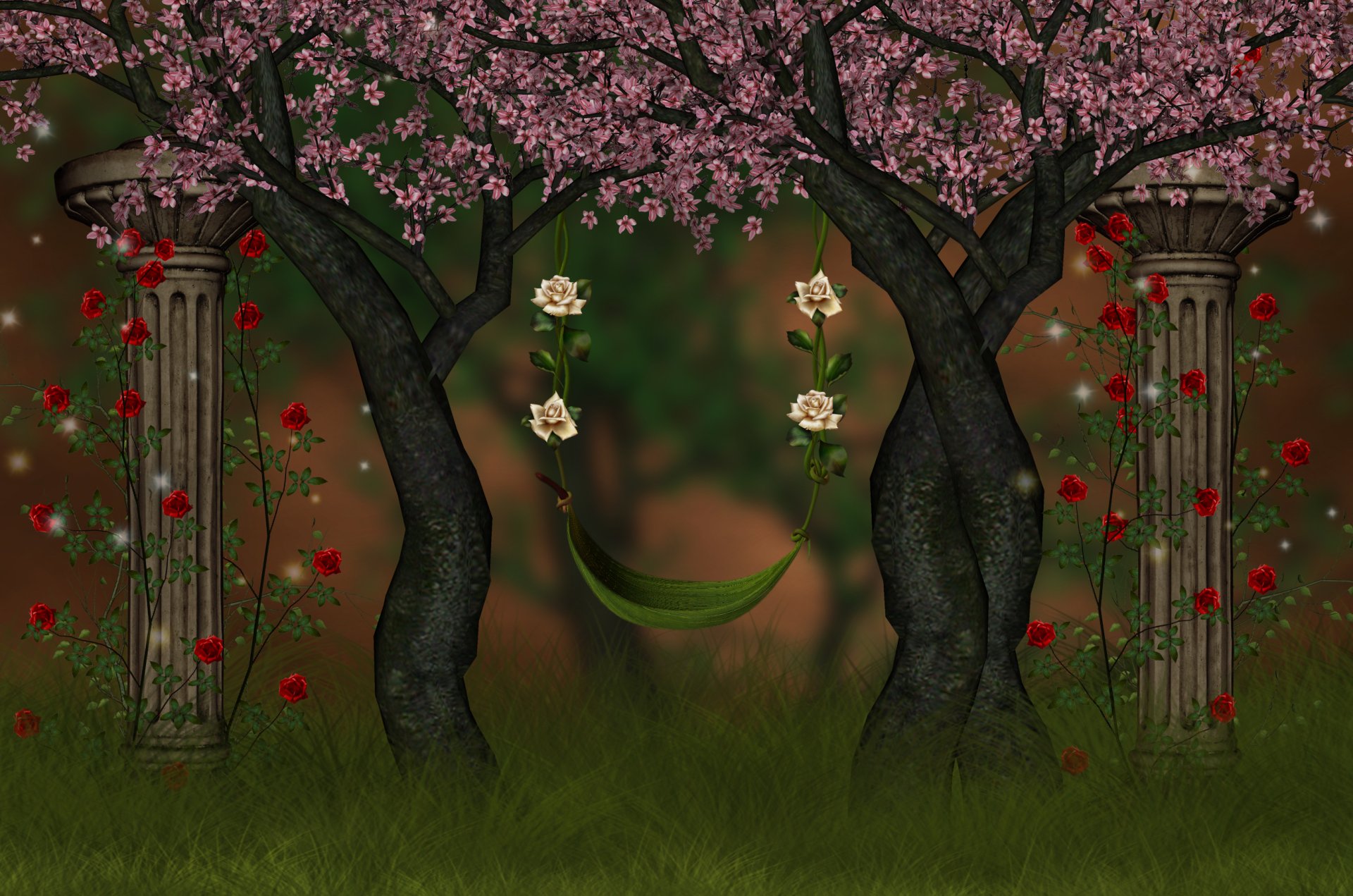 Download Flower Columns Rose Forest Gothic Swing Artistic Tree HD ...