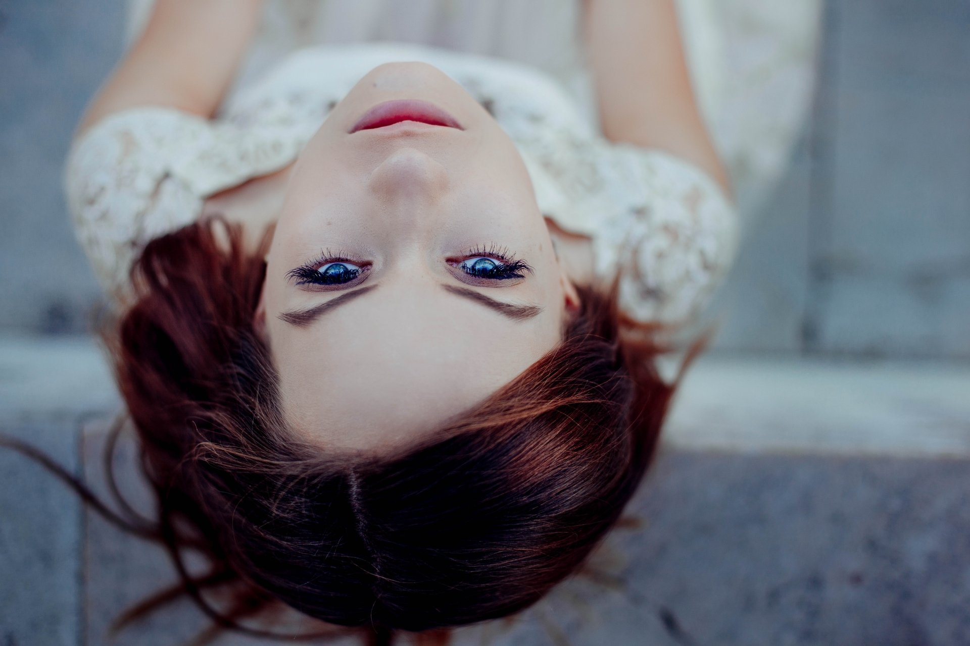 Download Redhead Blue Eyes Model Woman Face 8k Ultra HD Wallpaper