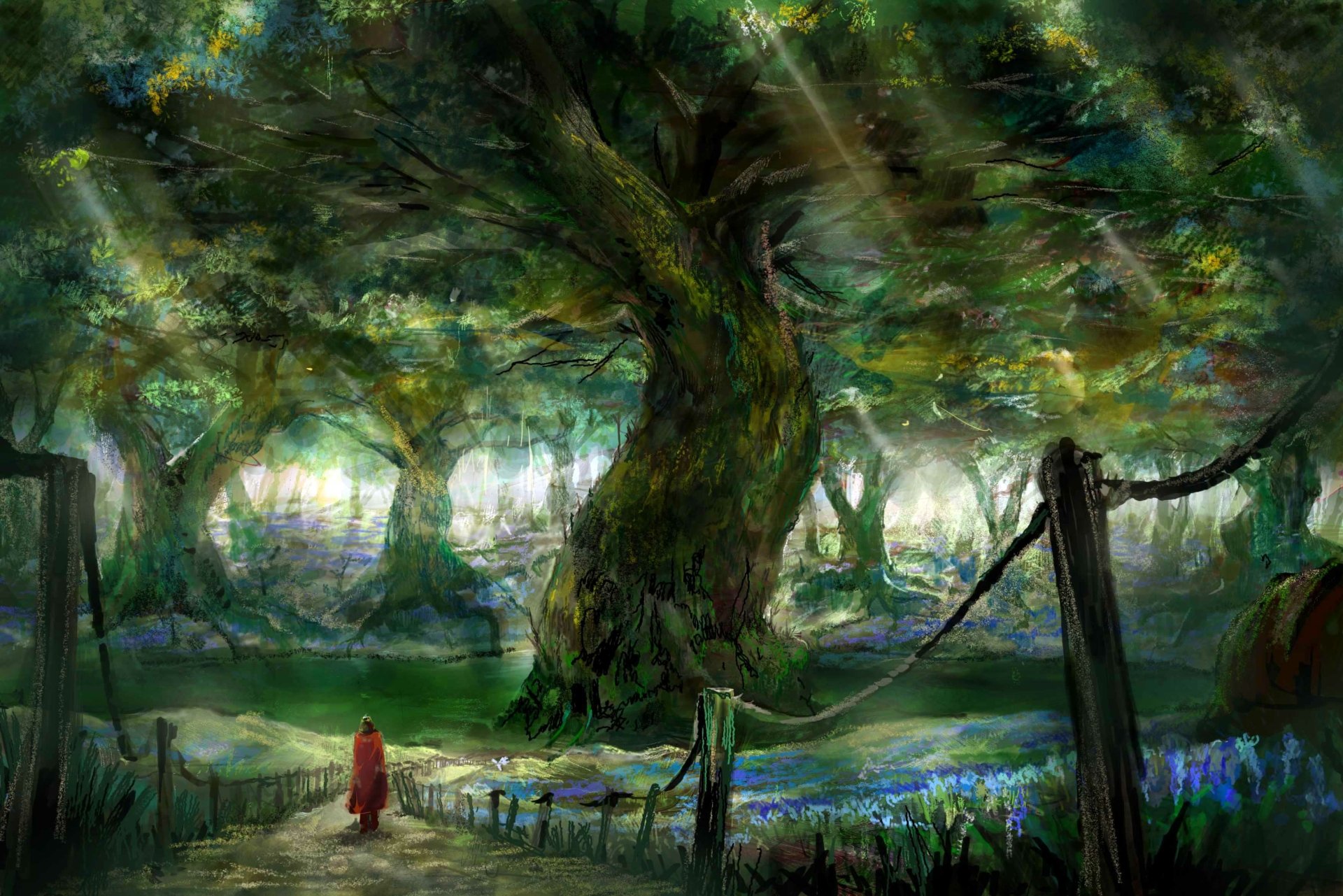 Download Tree Anime Forest Anime Forest HD Wallpaper