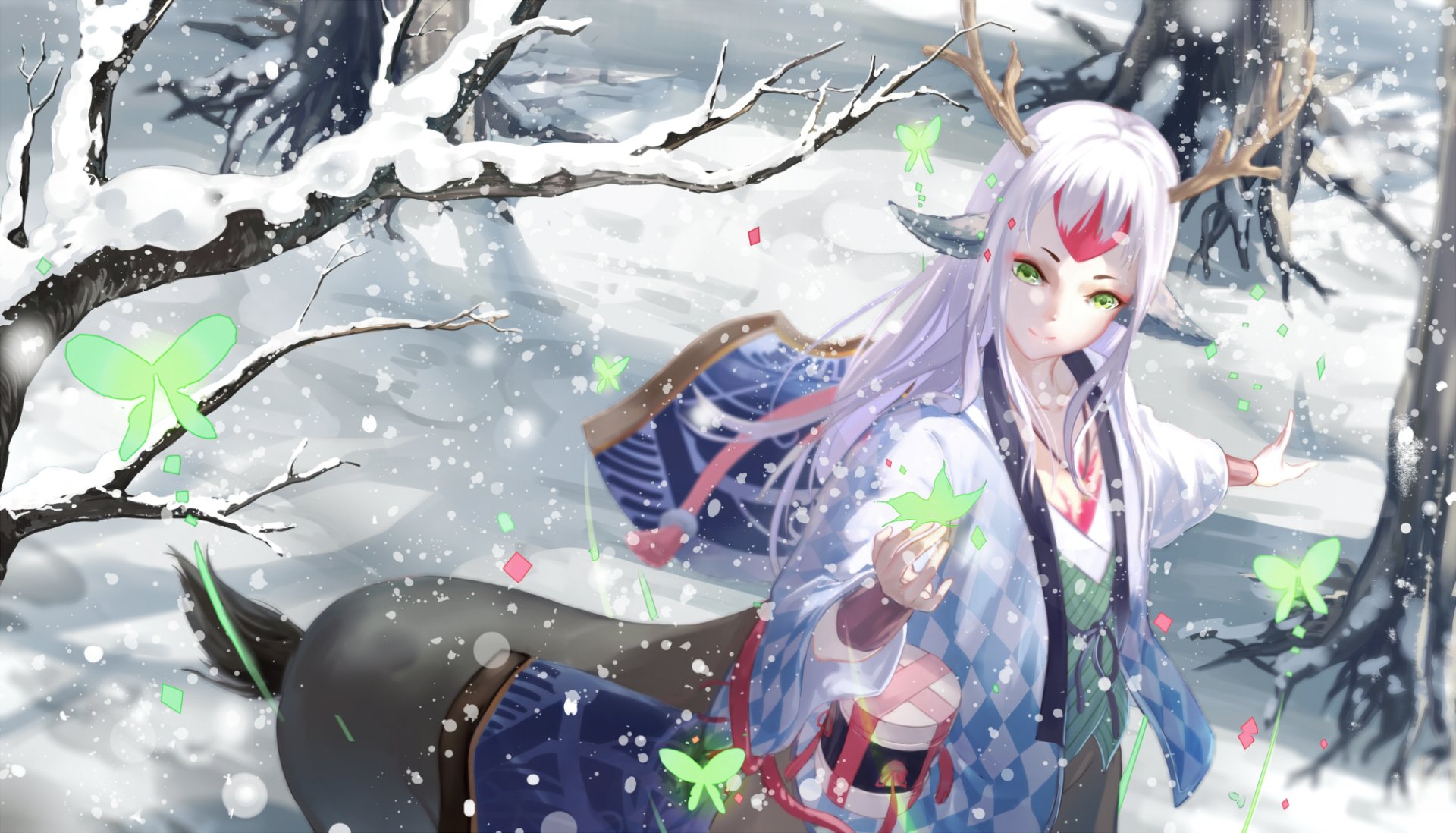 Mystical Anime Centaur in Snowy Wonderland – HD Original Wallpaper