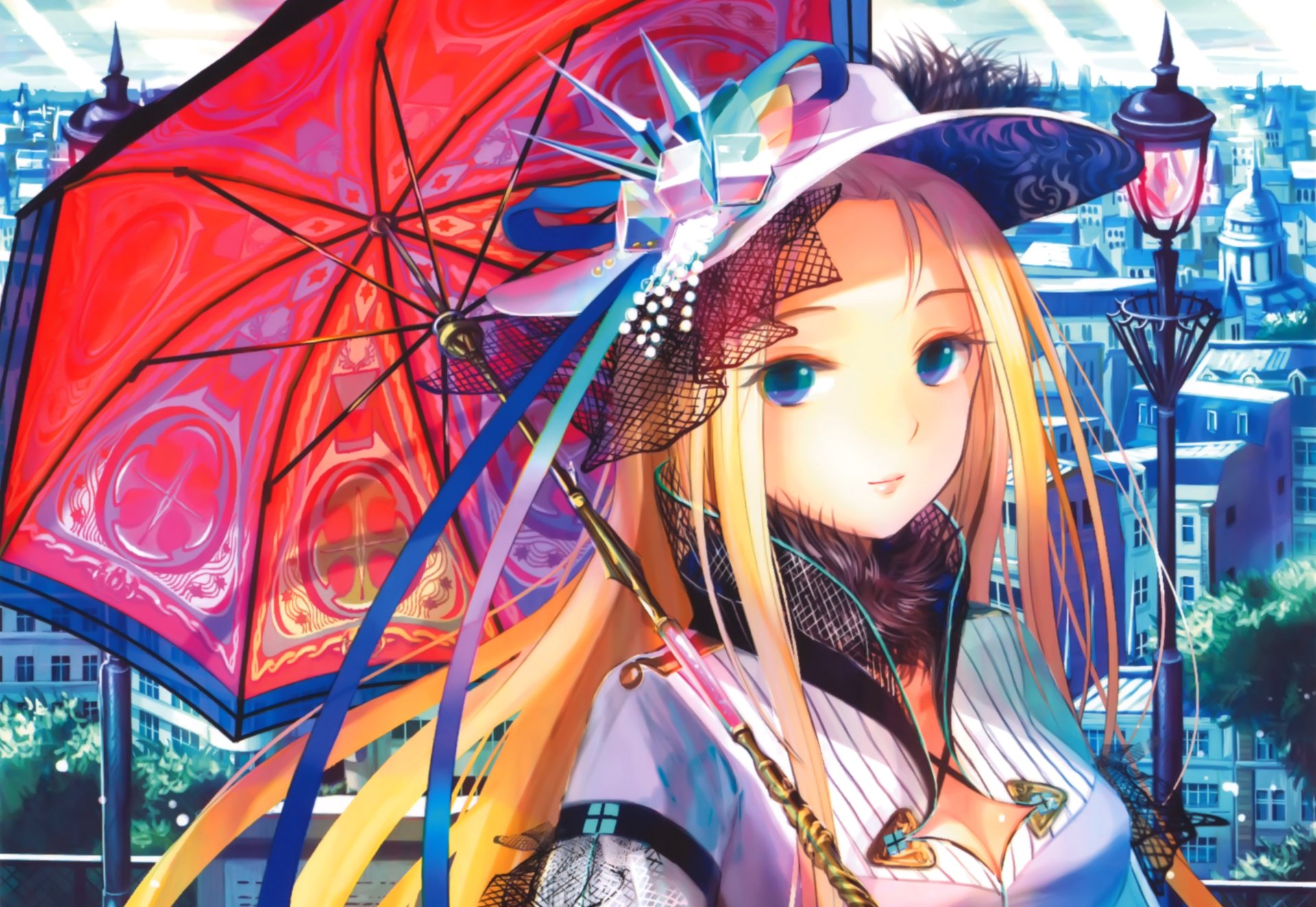 4K Ultra HD Original Anime Elegance Under a Scarlet Umbrella by Fuji ...