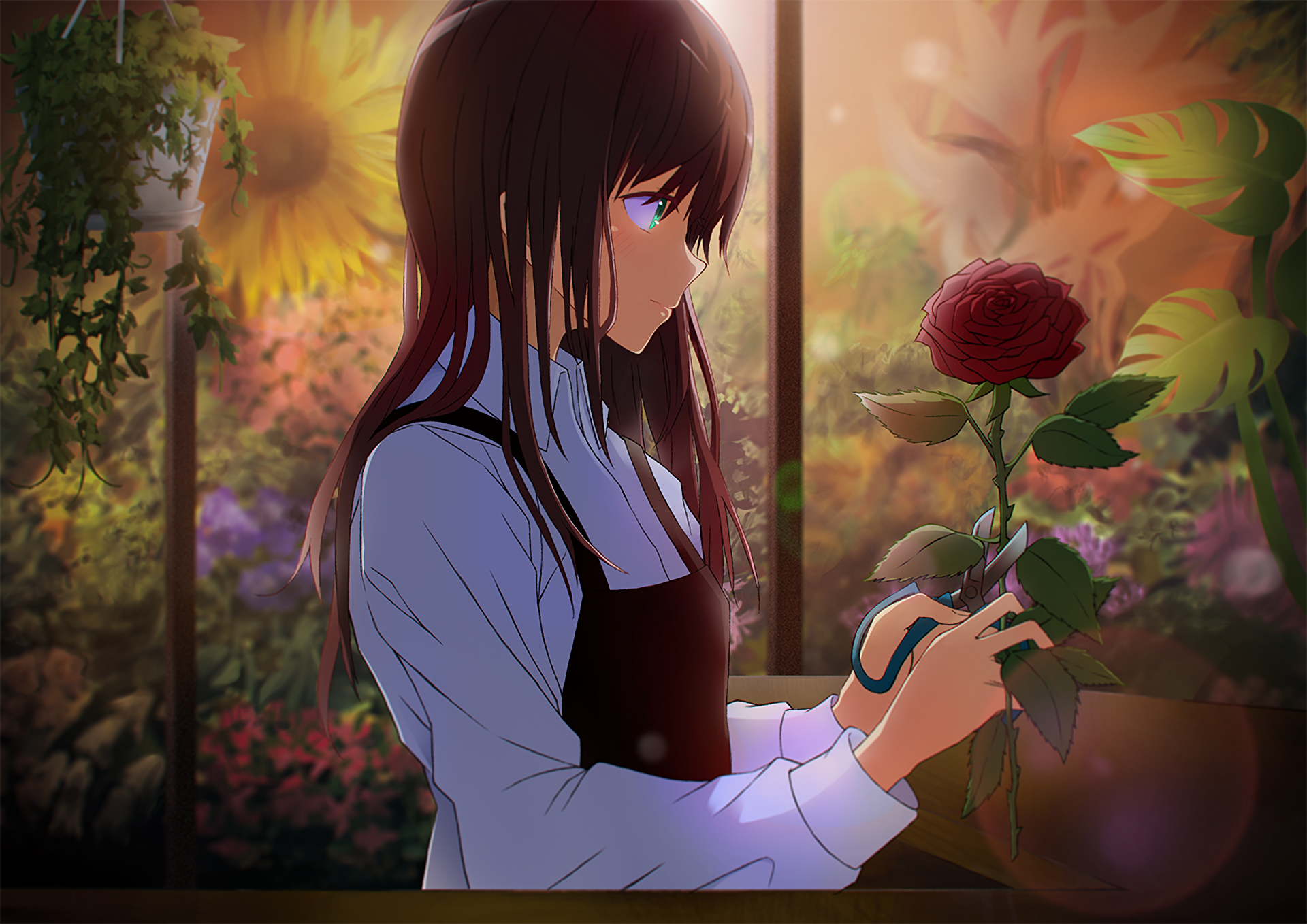 Anime Girl Holding A Rose