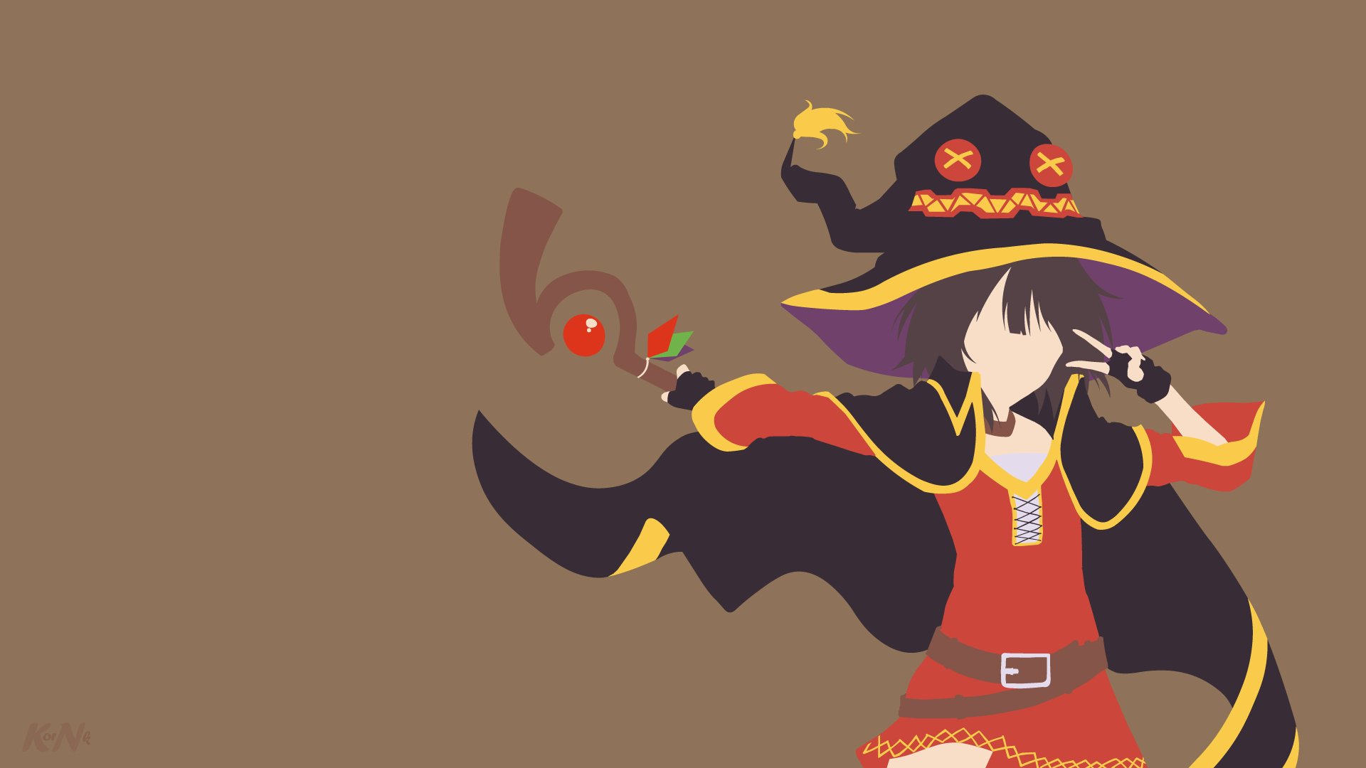 Megumin Minimalist 4K Anime Wallpaper | KonoSuba’s Magical Charm