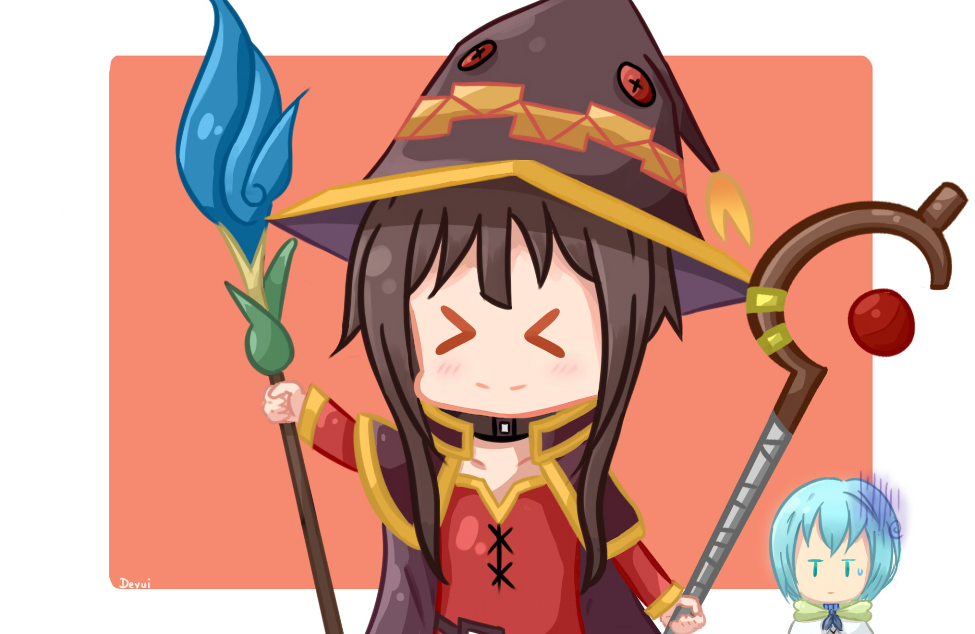KonoSuba HD Wallpaper: Chibi Megumin with Aqua Charm – Anime Magic ...