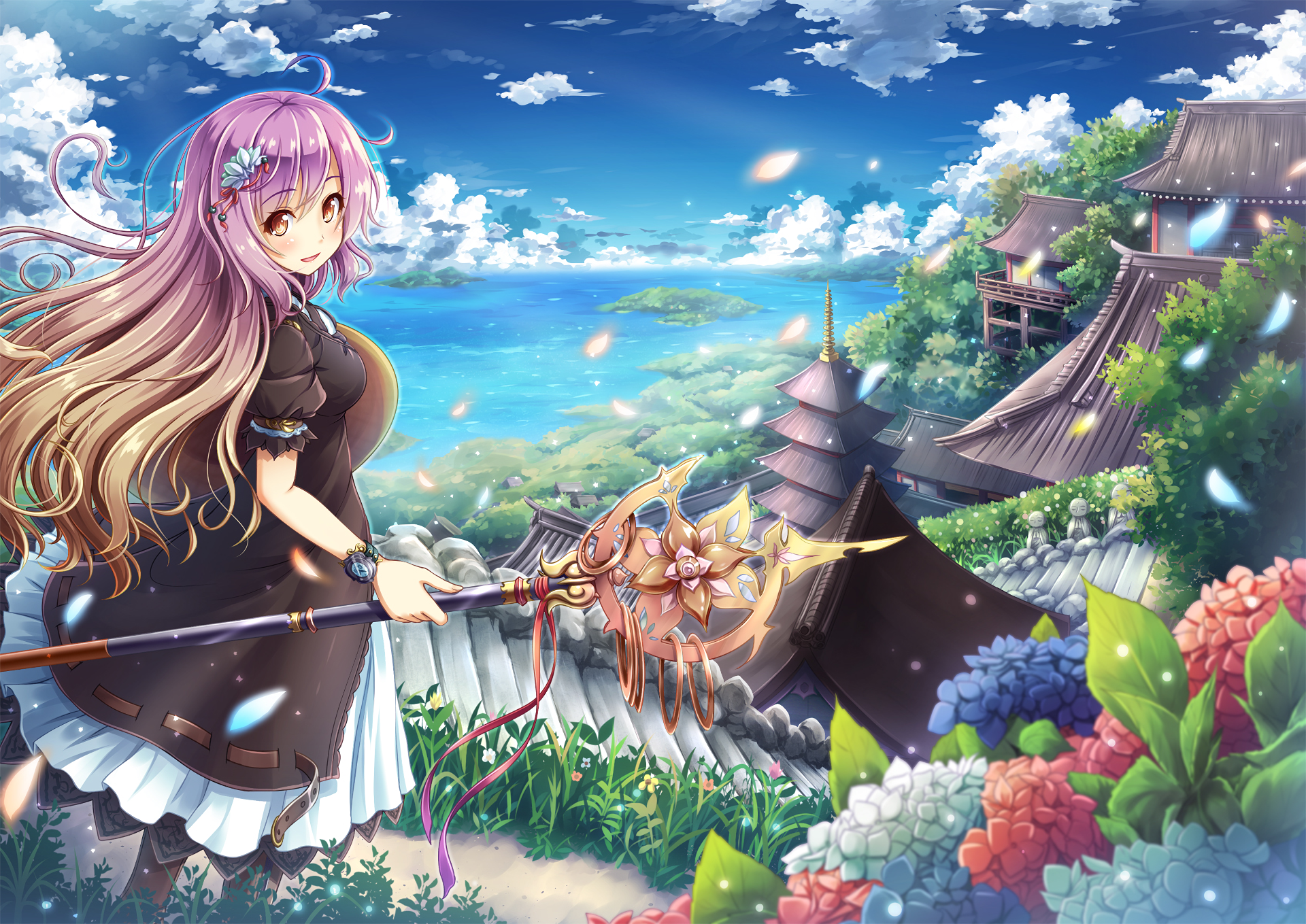 Touhou Serenity: HD Anime Wallpaper of Mystical Gardens and Seaside ...