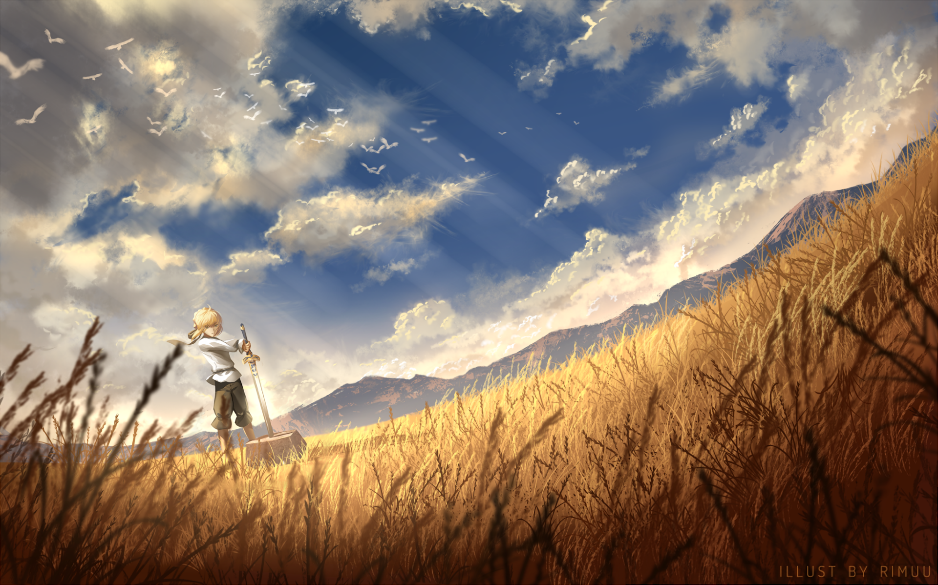Saber in Wheat Field - Fate/Stay Night HD Wallpaper
