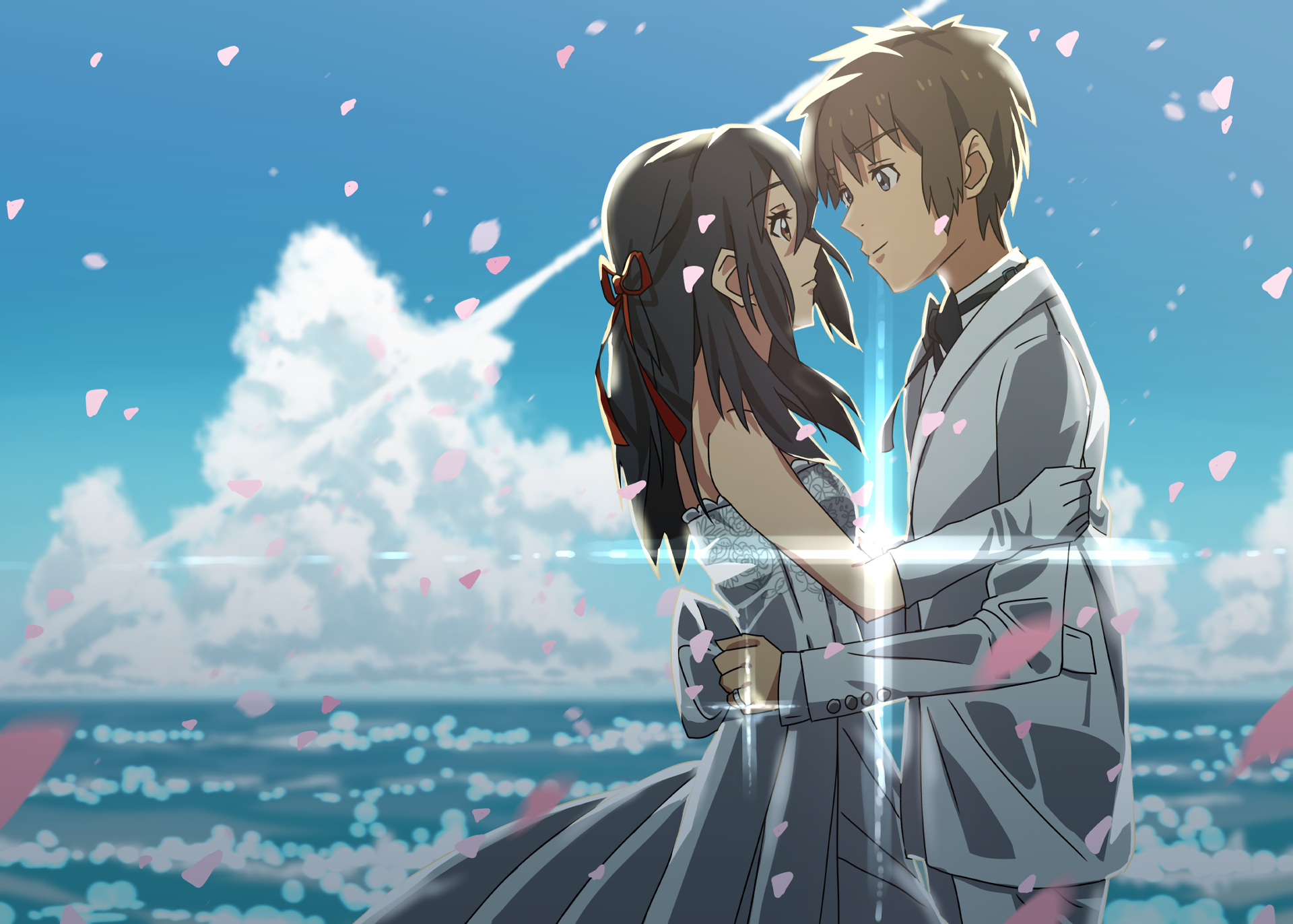 Your Name HD Wallpaper: Taki and Mitsuha in a Beautiful Embrace