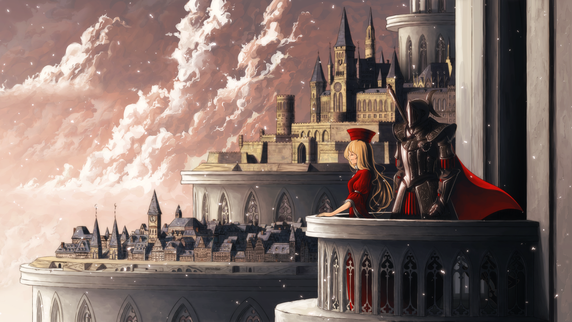 Epic Anime Knight & Castle HD Wallpaper – Original Fantasy Realm