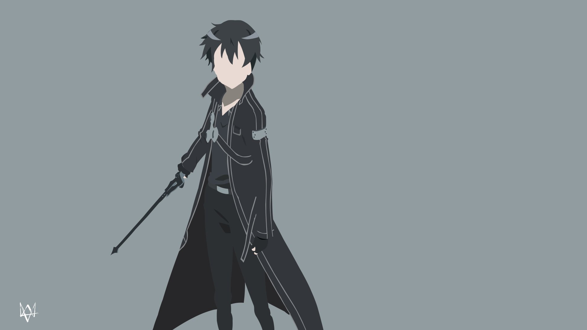 Kirito Minimalist HD Wallpaper – Sword Art Online Anime Art | 1900x1068 ...