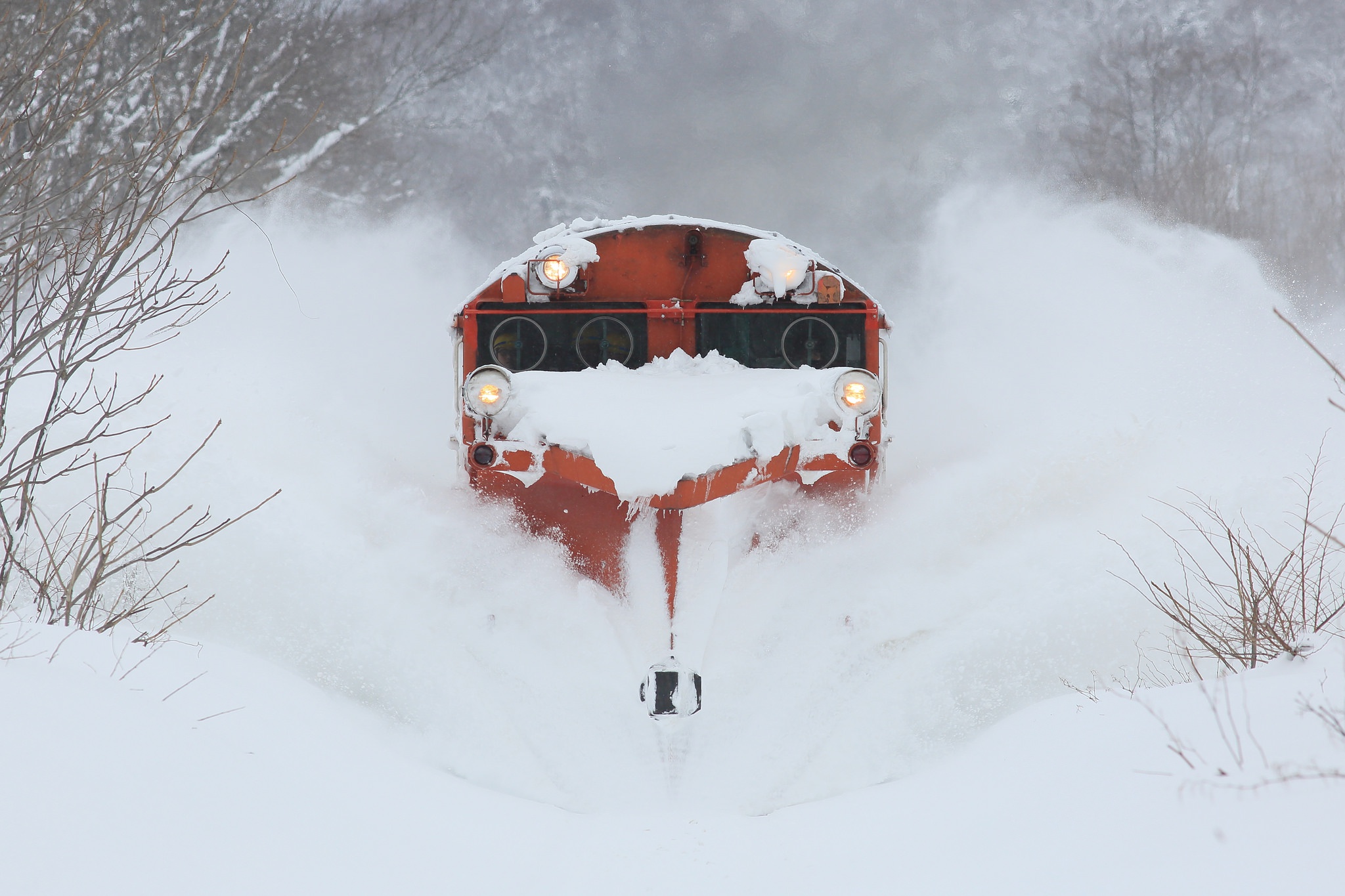 Download Winter Snow Vehicle Train HD Wallpaper