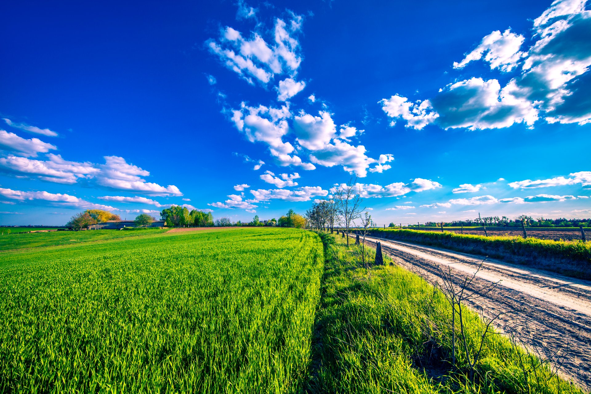Download Cloud Sky Summer Field Dirt Road Nature Photography Landscape ...