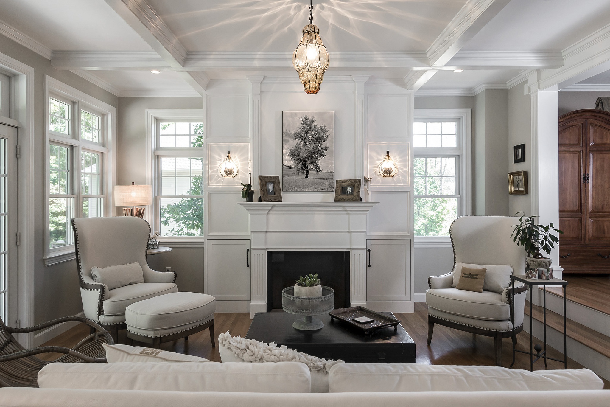 Download Living Room Furniture Fireplace Man Made Room HD Wallpaper