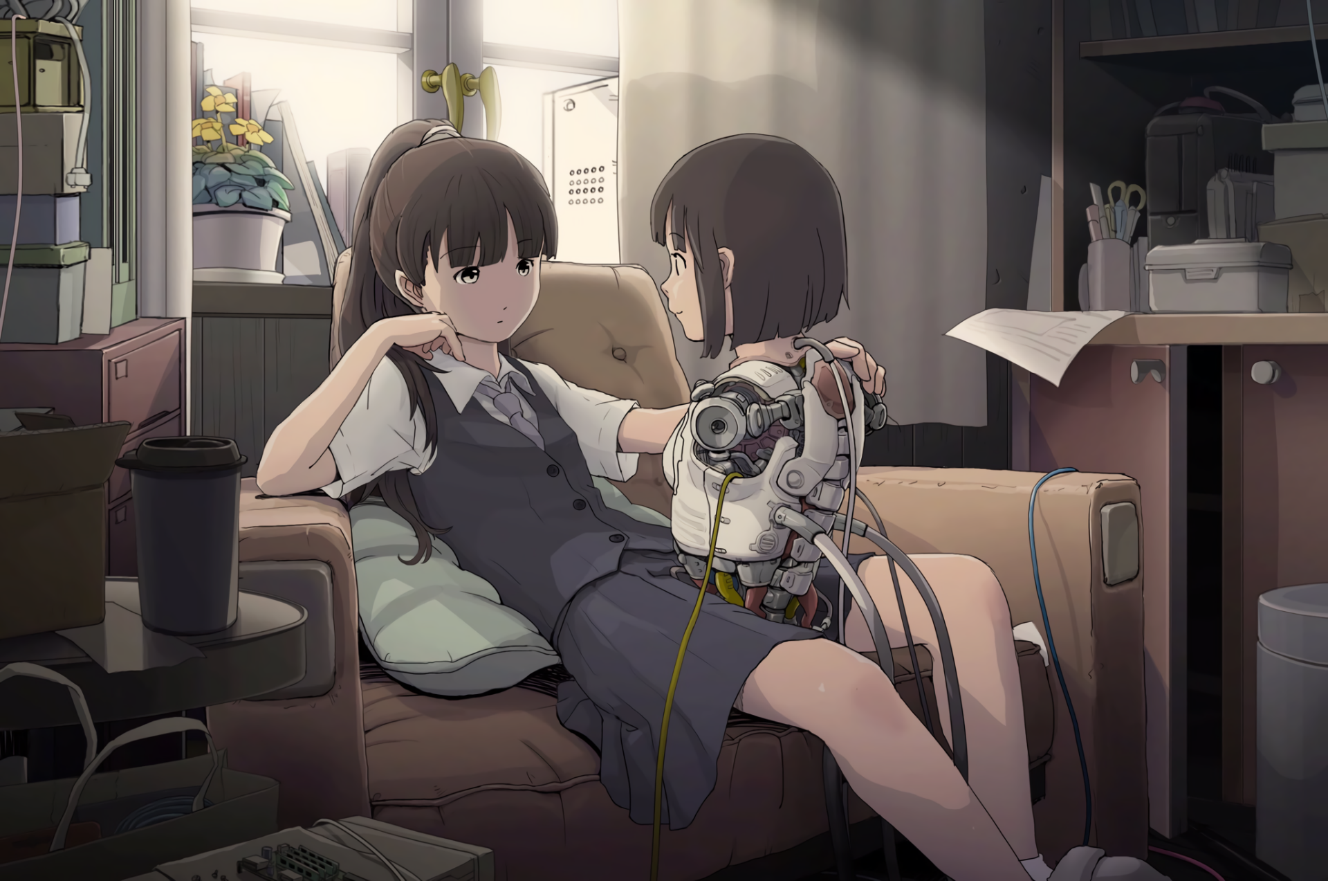 Original Anime Moment: HD Wallpaper of Intimate Connection and Quiet ...