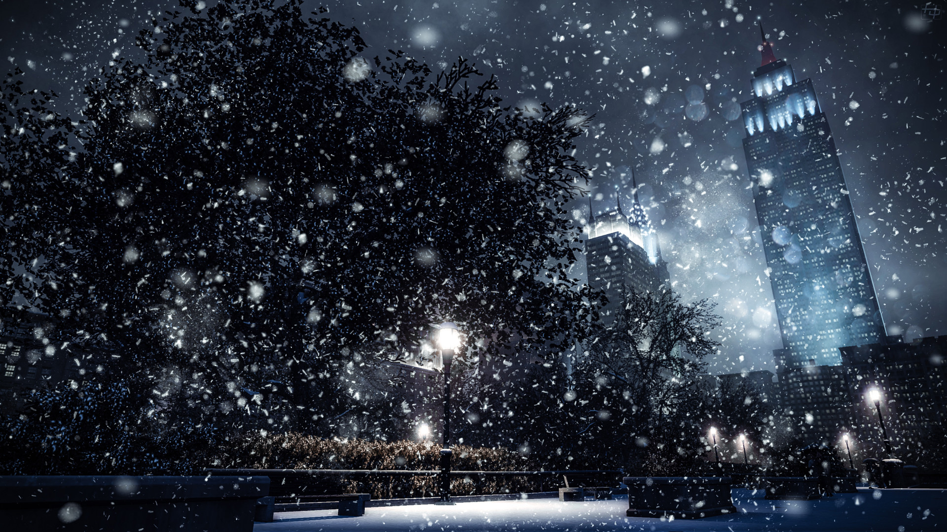 Snow Falling At Night Wallpaper