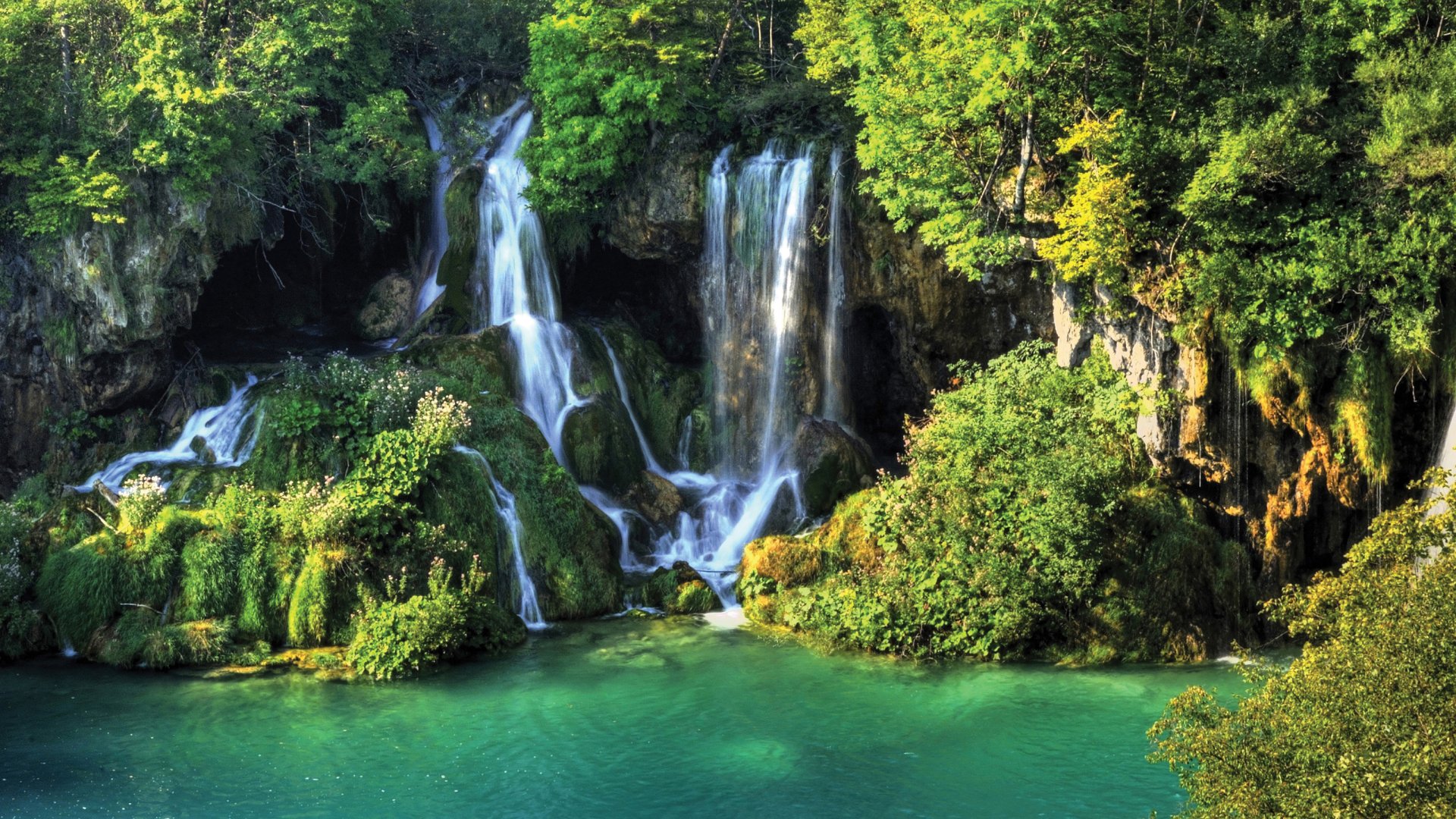 Download Forest Nature Waterfall HD Wallpaper | 3200x1800 | Wallpaper Abyss