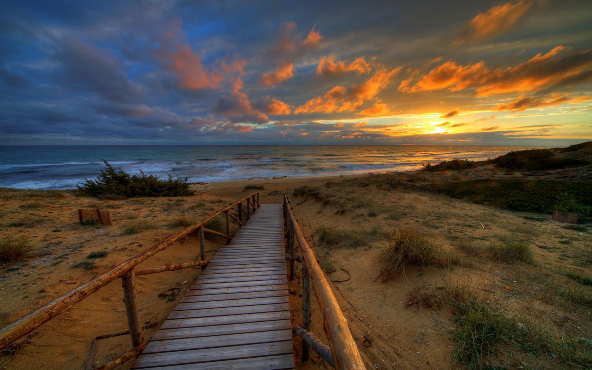 Download Horizon Walkway Sea Ocean Beach Earth Photography Sunset HD ...
