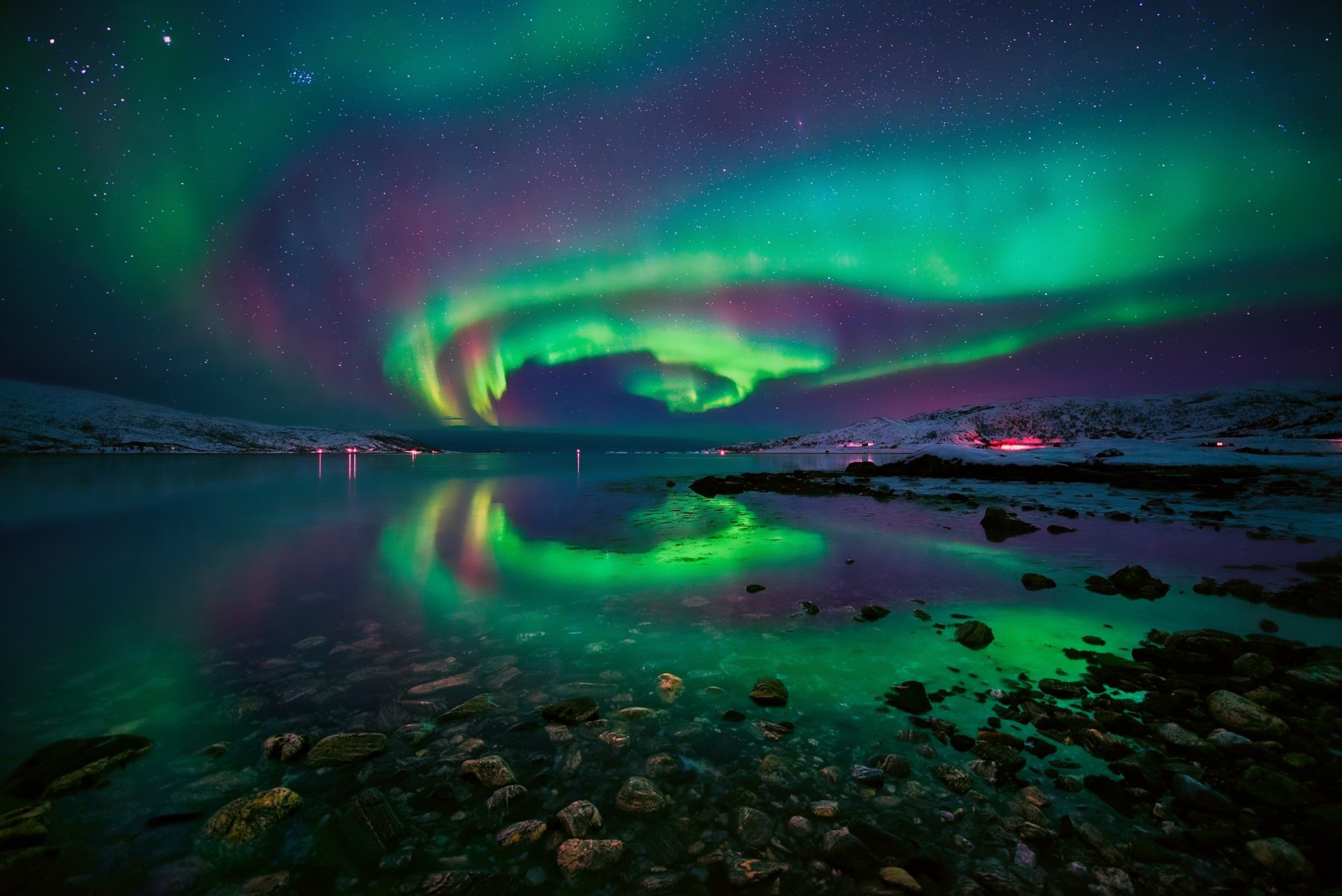 Aurora Borealis Over Norway’s Starry Winter Night Lake – HD Nature ...