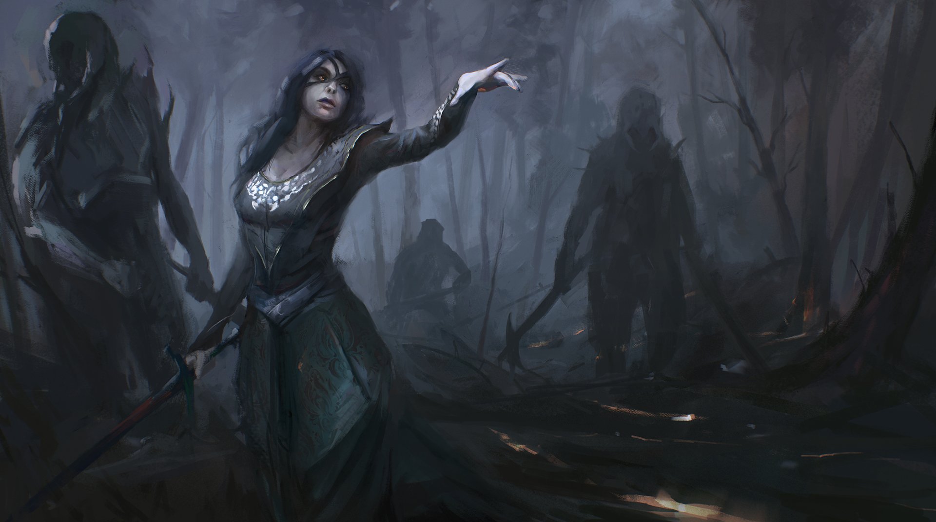 Dark Fantasy Witch Summoning Undead Warriors - Epic Sword HD Wallpaper ...