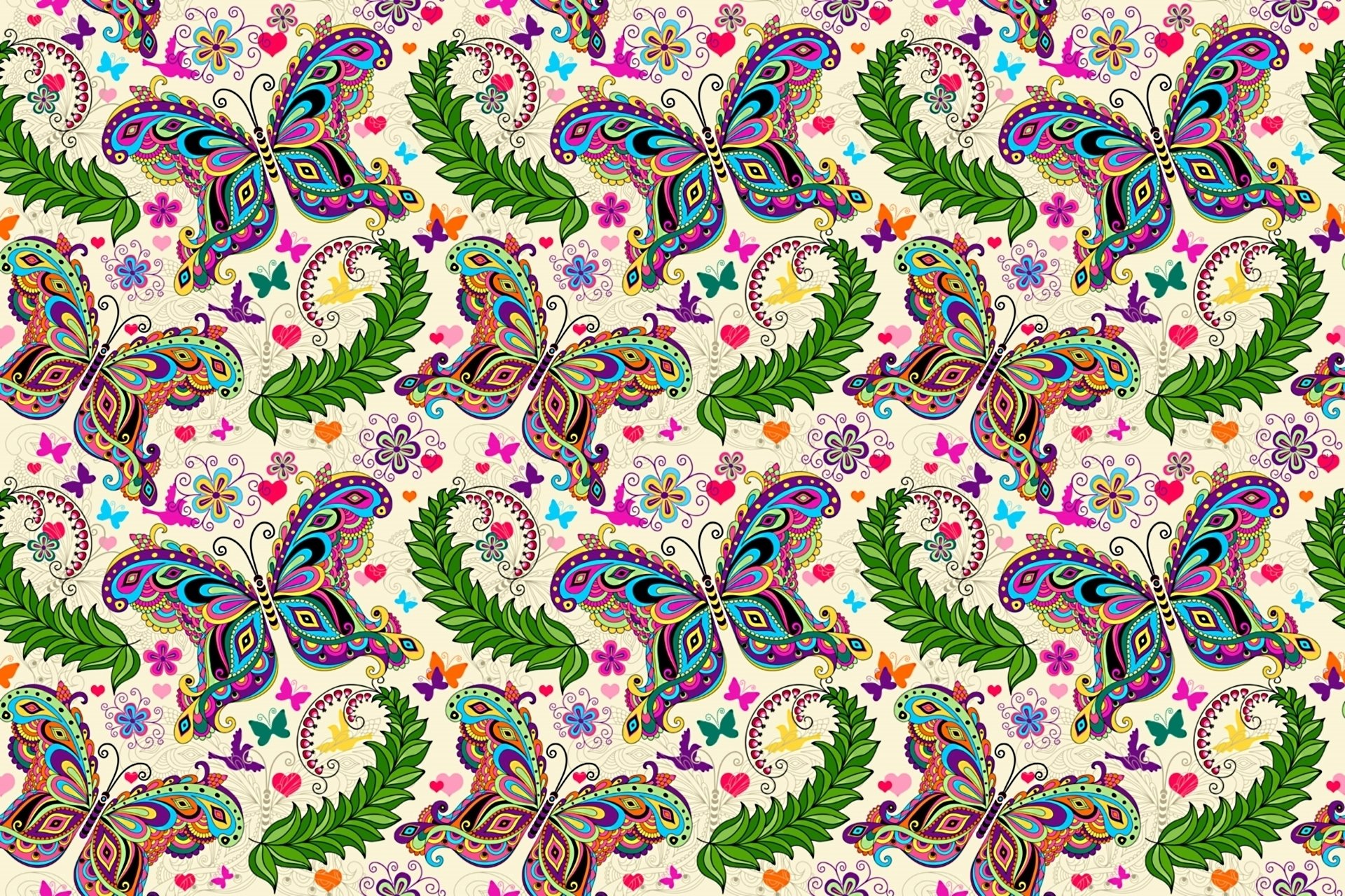 Download Fern Leaf Colorful Artistic Butterfly HD Wallpaper | 1920x1280 ...