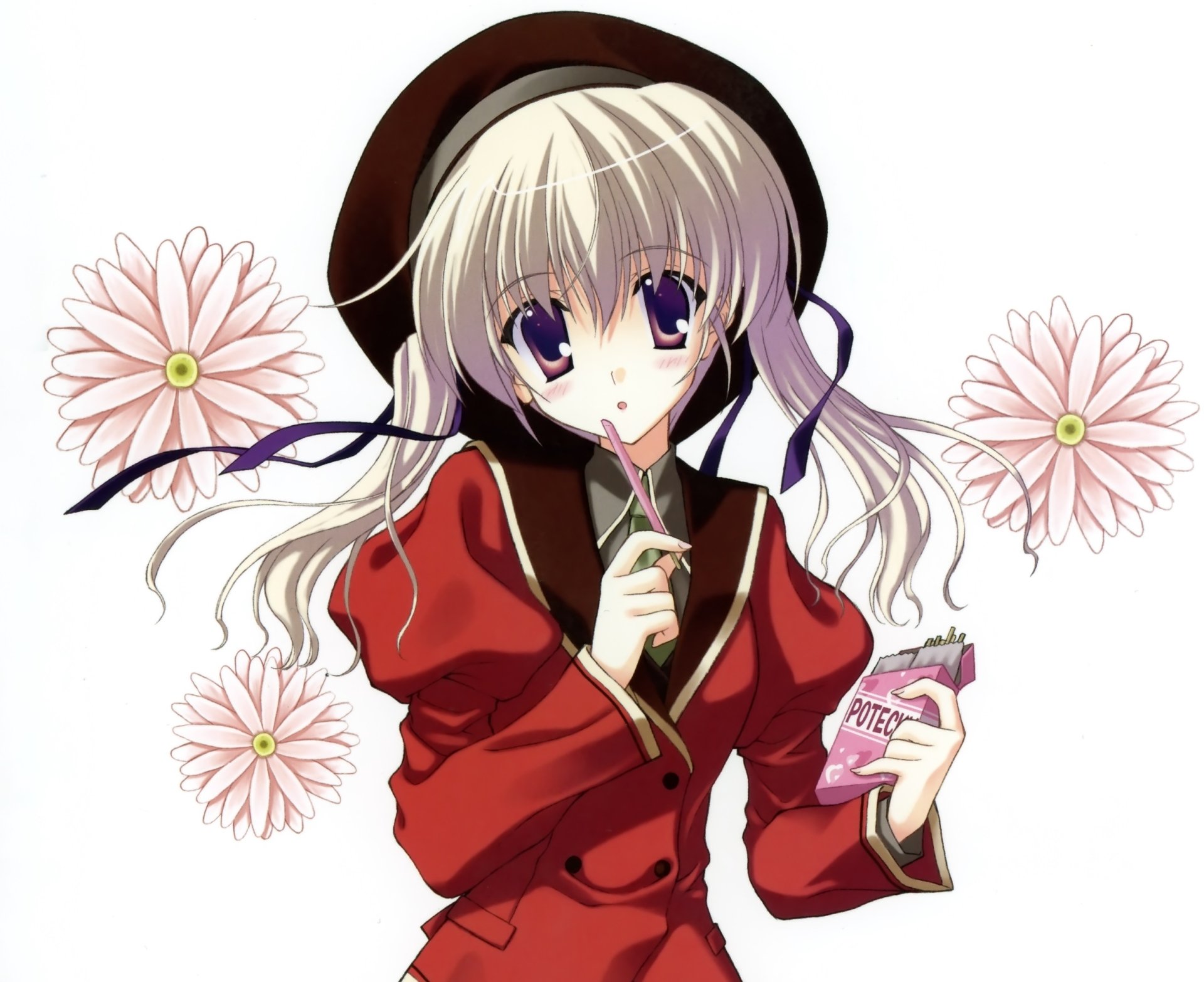 Download Blush Long Hair Blonde Twintails Flower Hat Anime Original Hd Wallpaper By Naru Nanao