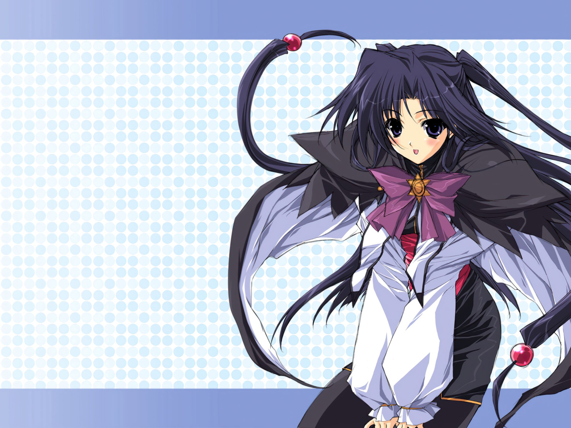 Download Blush Smile Ribbon Black Hair Long Hair Anime Original HD ...