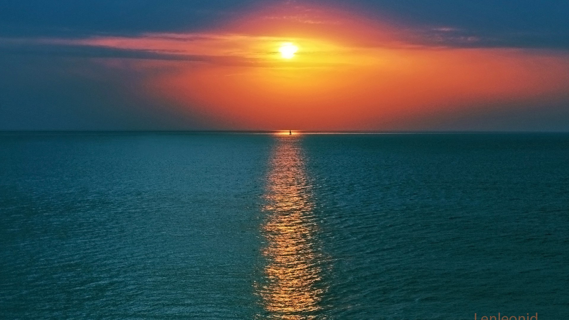 Download Horizon Sea Ocean Sun Nature Sunset HD Wallpaper