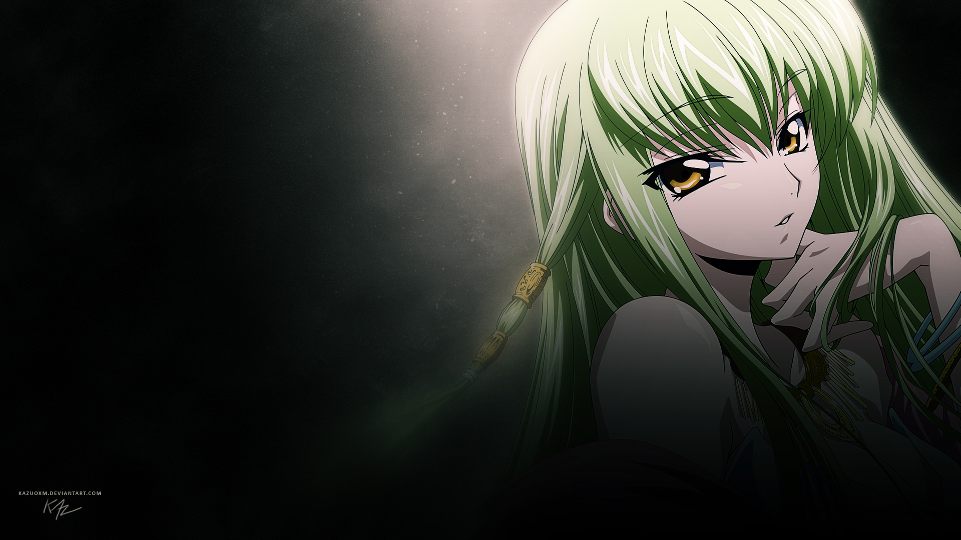 Code Geass HD Anime Wallpaper: C.C.'s Enigmatic Gaze in Stunning Detail