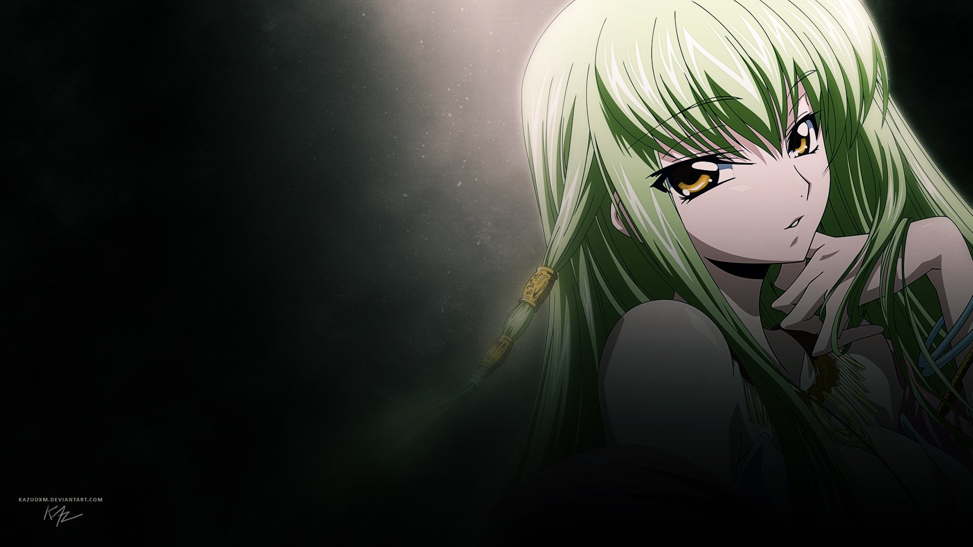Code Geass HD Anime Wallpaper: C.C.'s Enigmatic Gaze in Stunning Detail