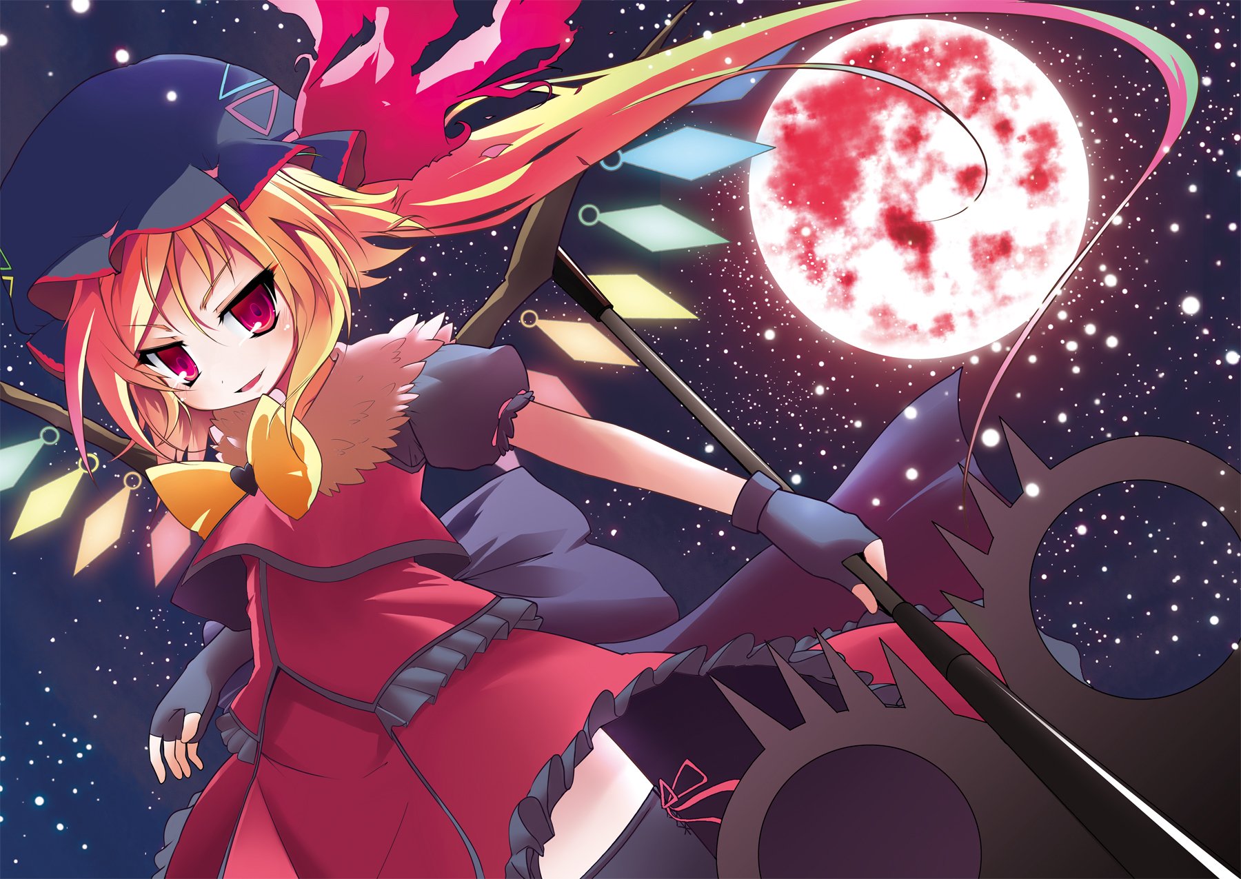 Download Vampire Moon Staff Wings Flandre Scarlet Anime Touhou Wallpaper